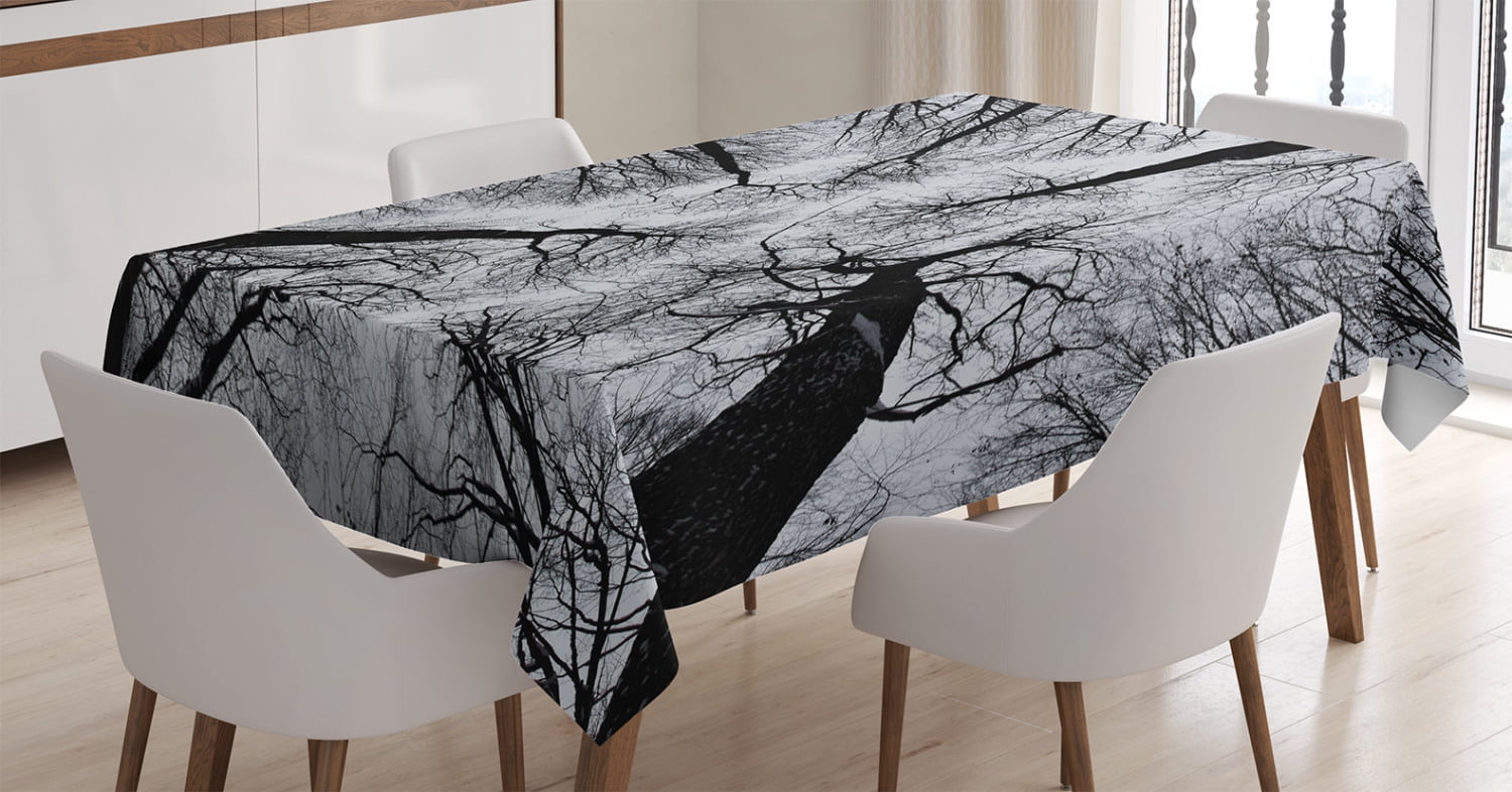 Ambesonne Horror Tablecloth Rectangular Table Cover, Dark Winter Forest ...