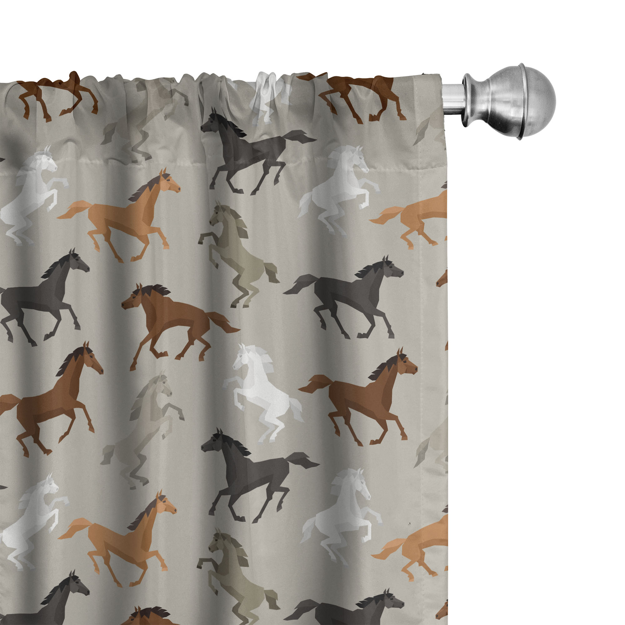 Ambesonne Horses Curtains, Stallion Galloping Motif, Pair of 28"x84 ...