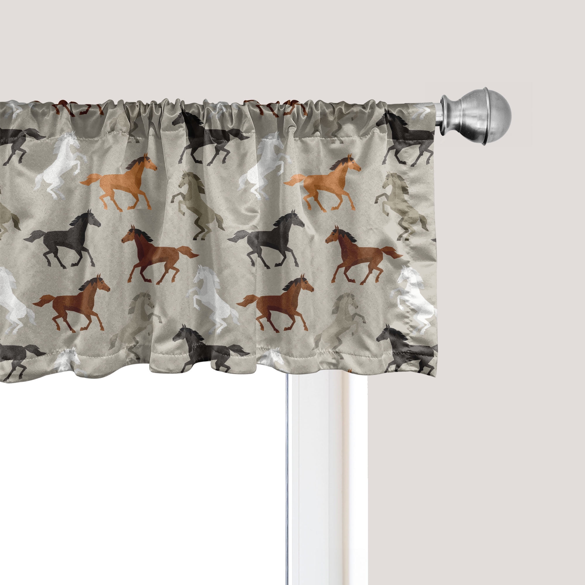 Ambesonne Horses Window Valance, Stallion Galloping Motif, 54" X 18 ...