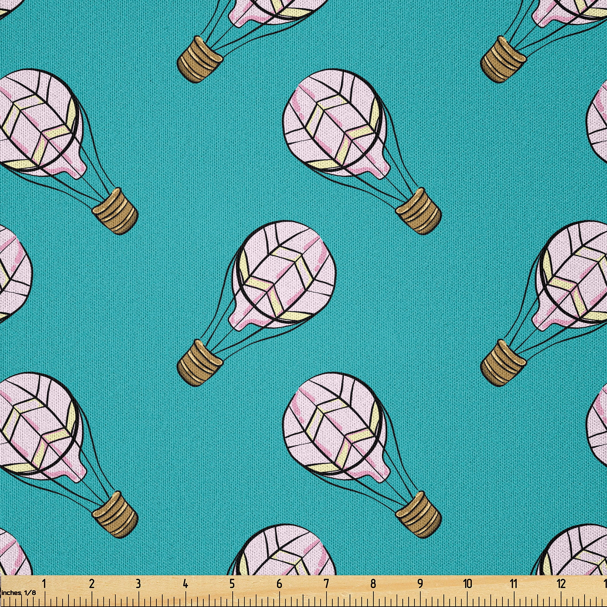 Ambesonne Hot Air Balloon Fabric by the Yard Microfiber, Zigzag Flying ...