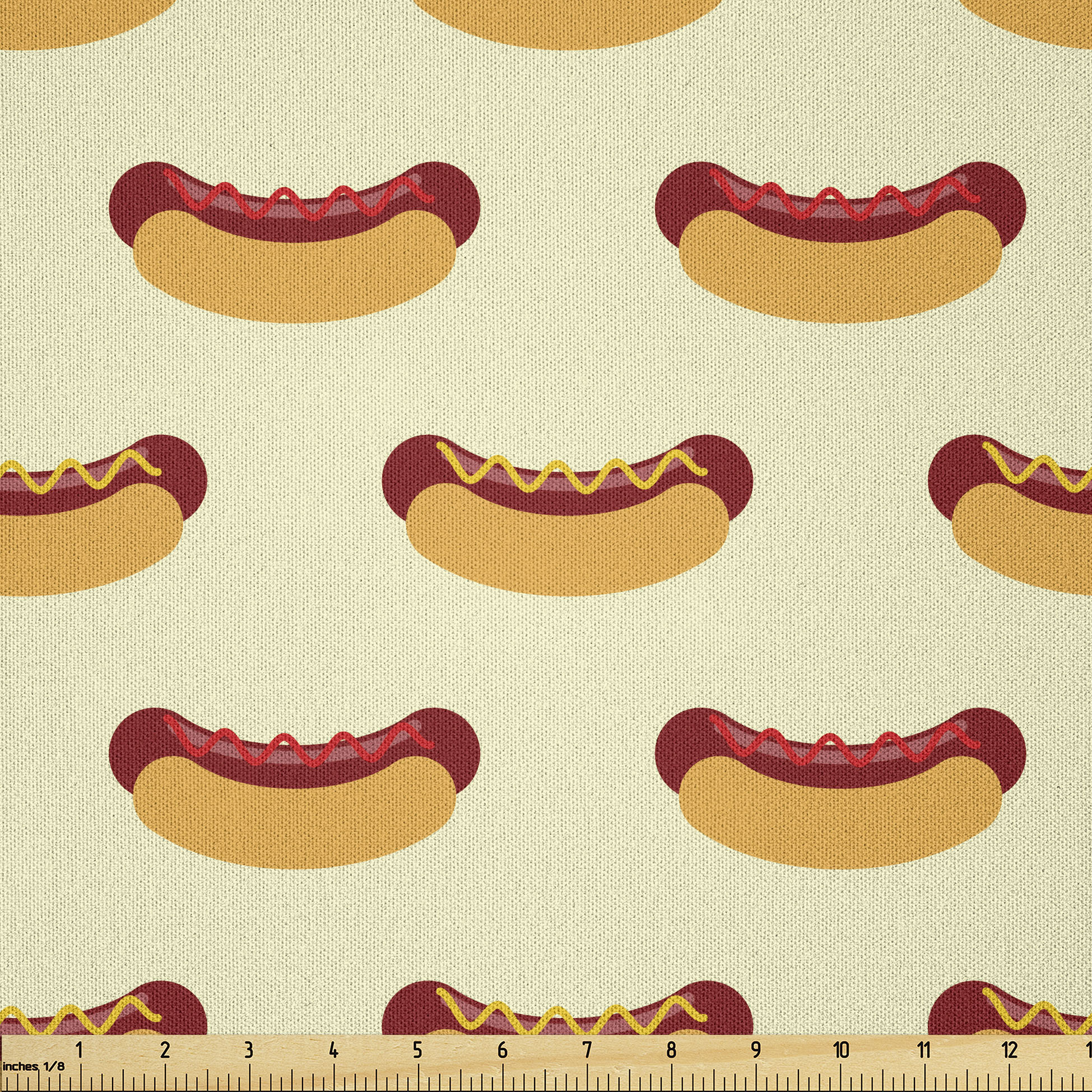Ambesonne Hot Dog Fabric by the Yard Microfiber, Mustard and Ketchup ...