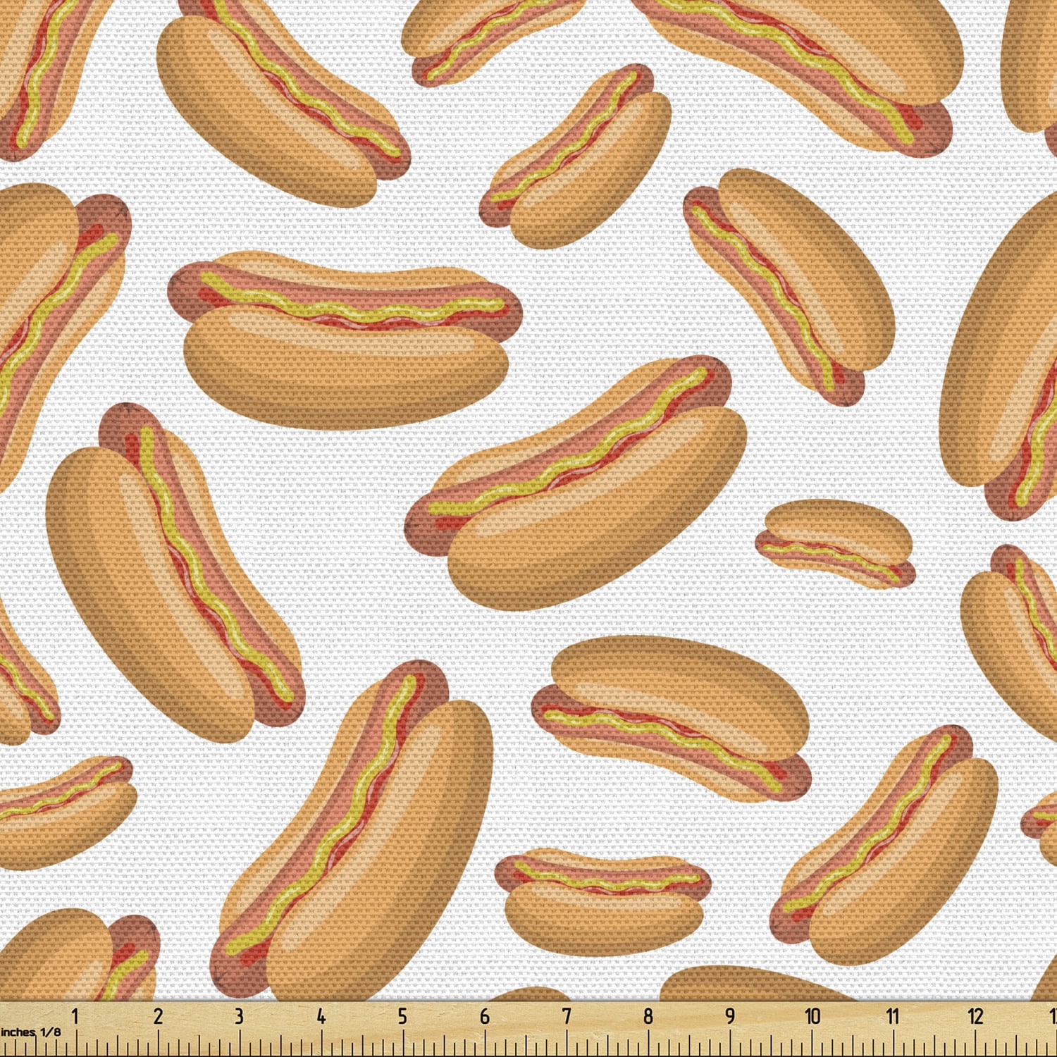 Ambesonne Hot Dog Fabric by the Yard Upholstery, Simplistic Sandwich ...