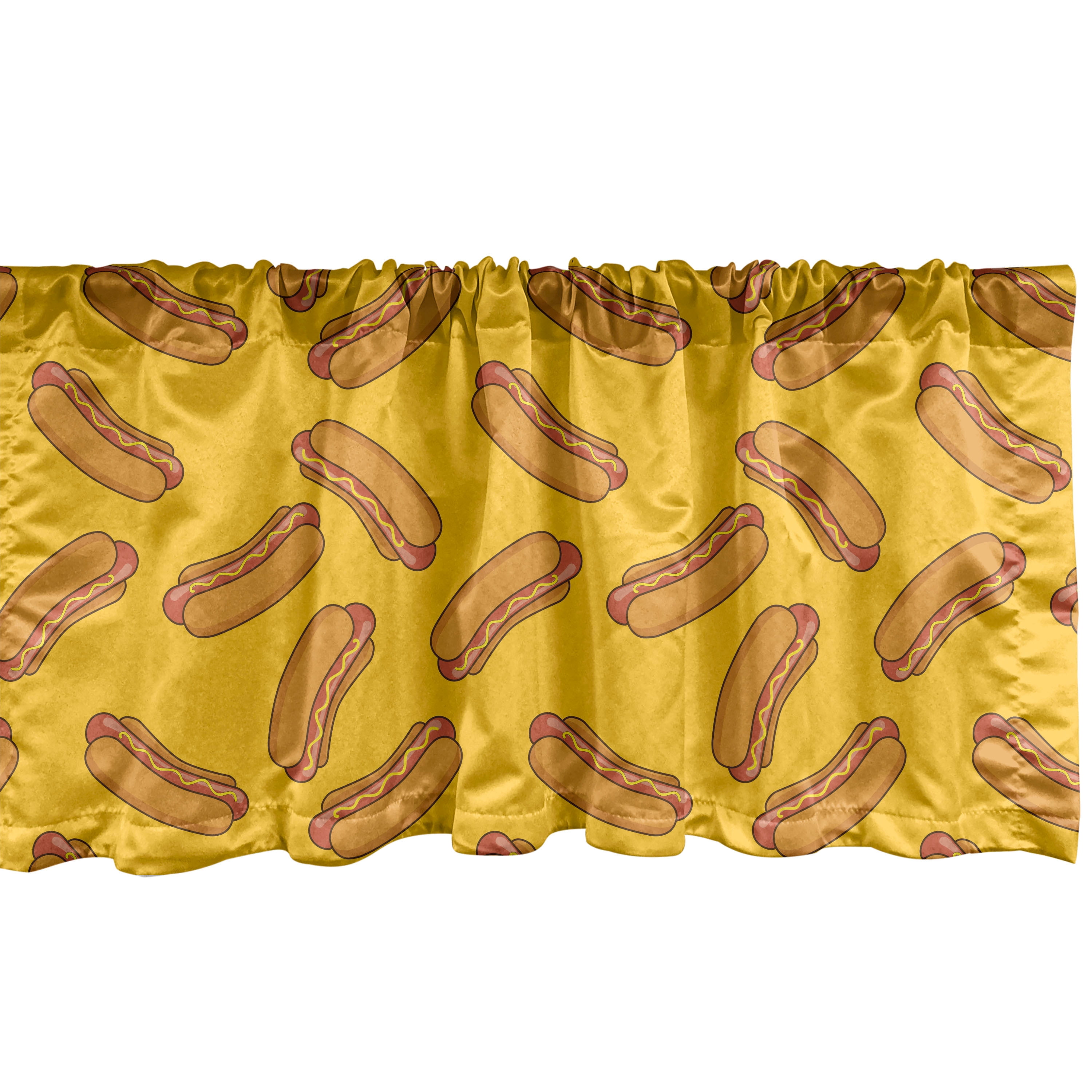 Ambesonne Hot Dog Window Valance, Tasty Food Simple Doodle, 42" x 12 ...