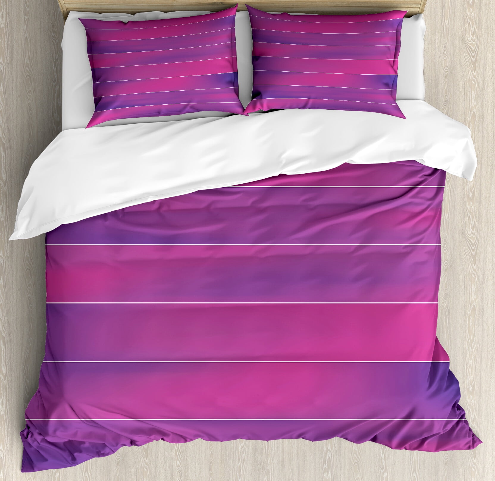 Ambesonne Hot Pink Duvet Cover Set, Stripes Soft Colors, King, Pink ...