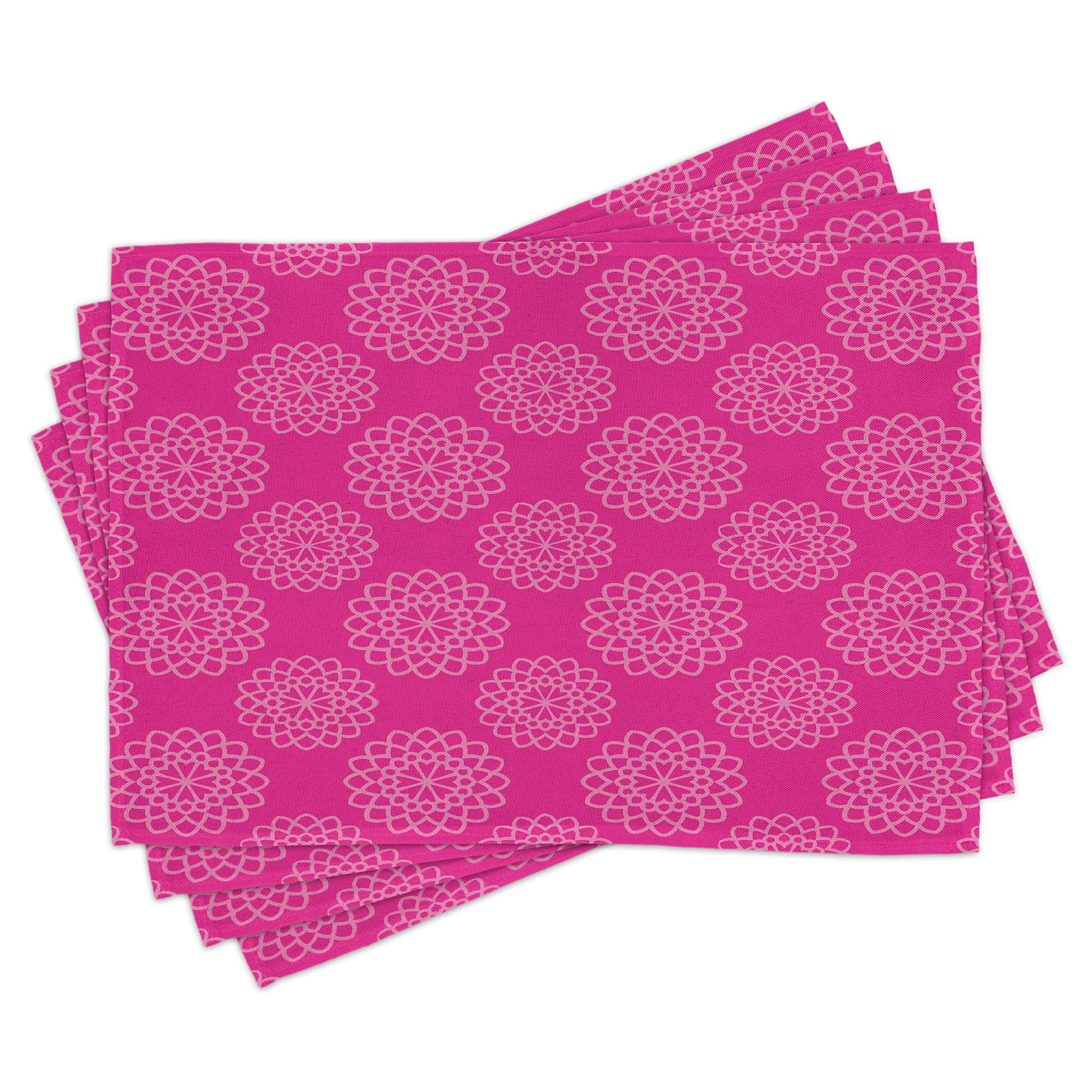 Ambesonne Hot Pink Place Mats Set of 4, Geometric Flower Motif ...