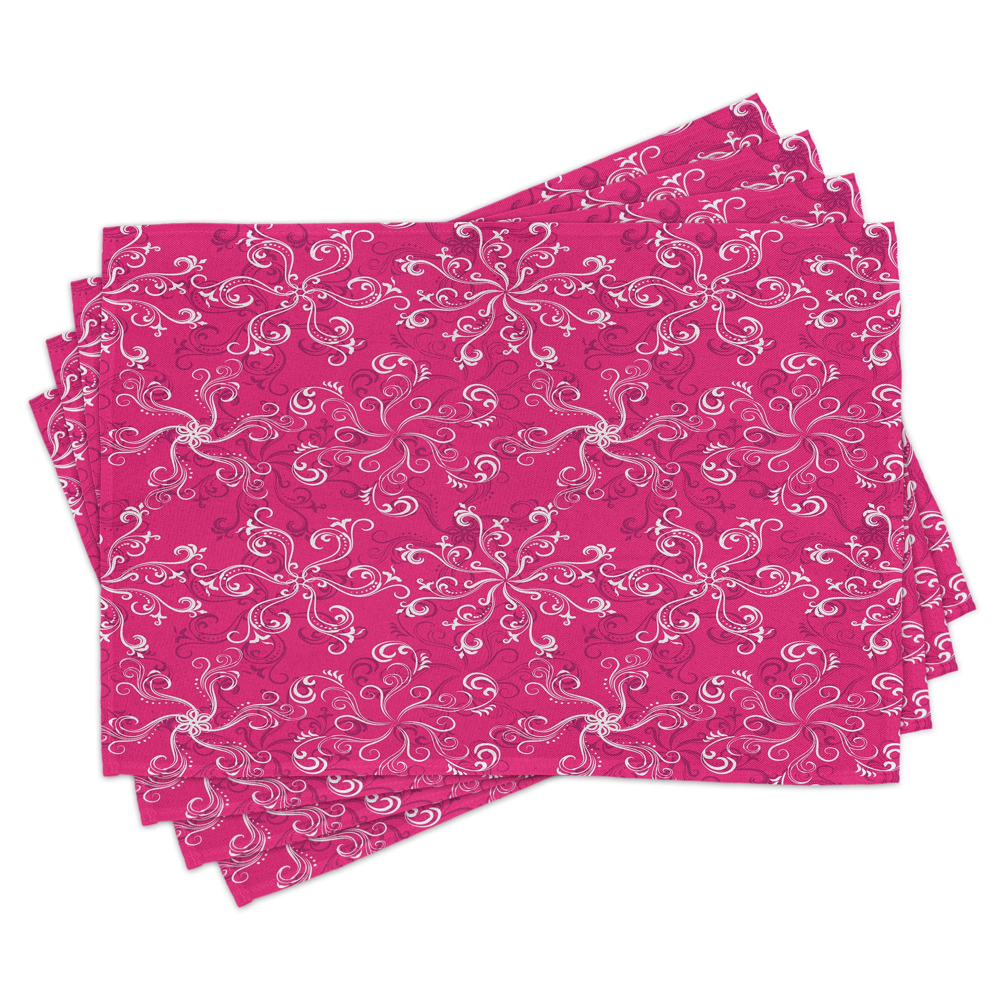 Ambesonne Hot Pink Place Mats Set of 4, Spring Flourish Bloom, Standard ...