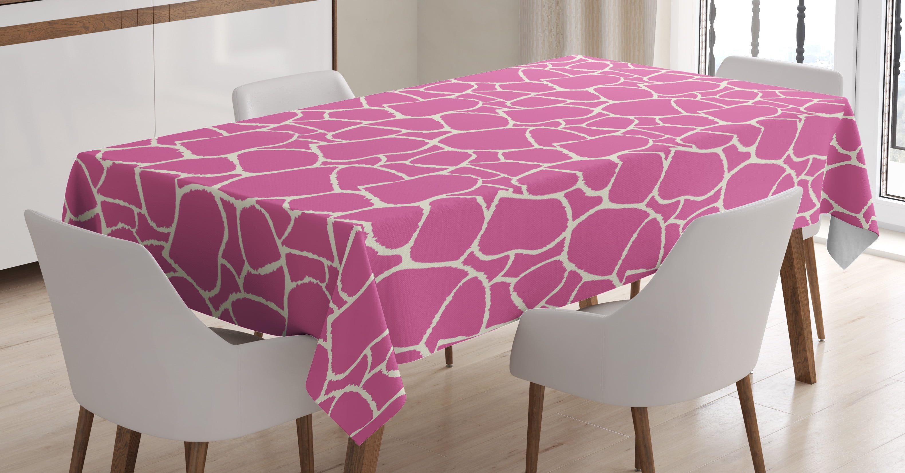 Ambesonne Hot Pink Tablecloth Rectangular Table Cover, Abstract Giraffe ...
