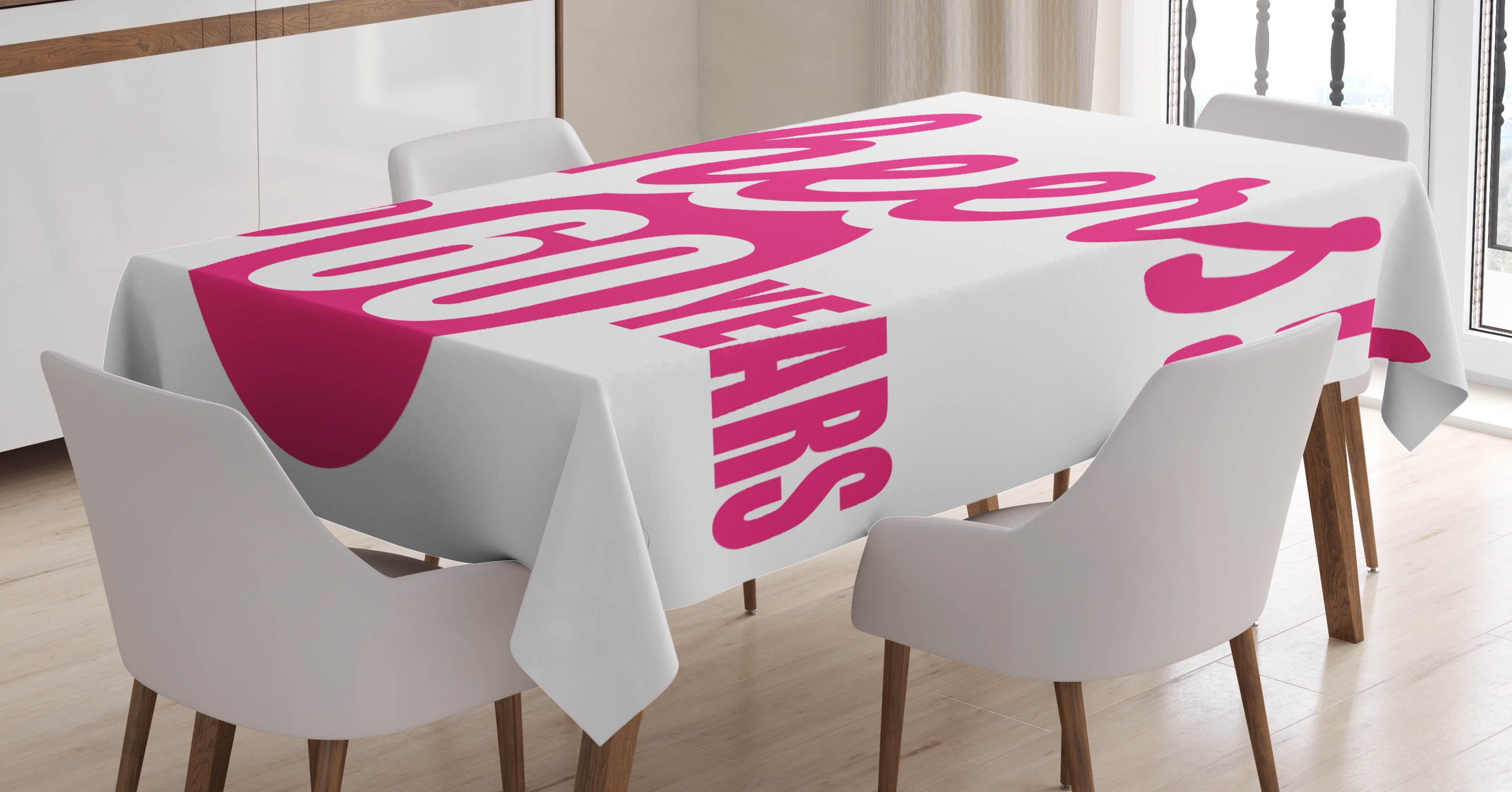 Ambesonne Hot Pink Tablecloth Rectangular Table Cover, Happy Birthday ...