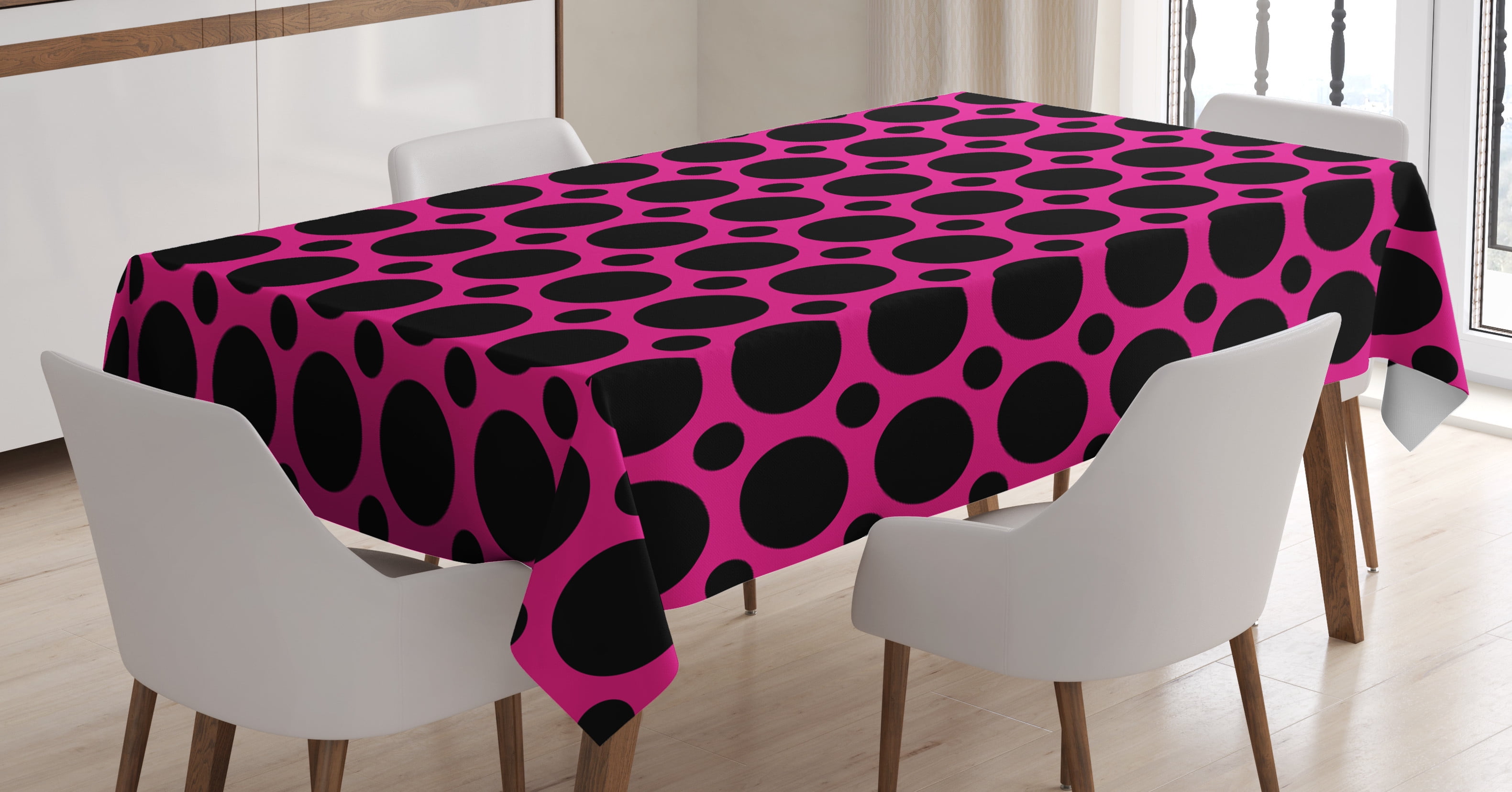 Ambesonne Hot Pink Tablecloth Rectangular Table Cover, Symmetric Spots ...