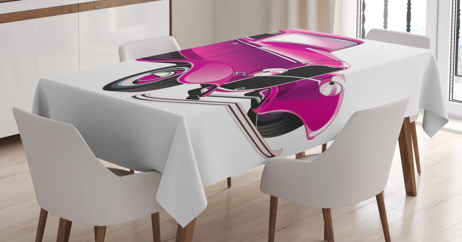 Ambesonne Hot Pink Tablecloth Rectangular Table Cover, Vintage Muscle ...