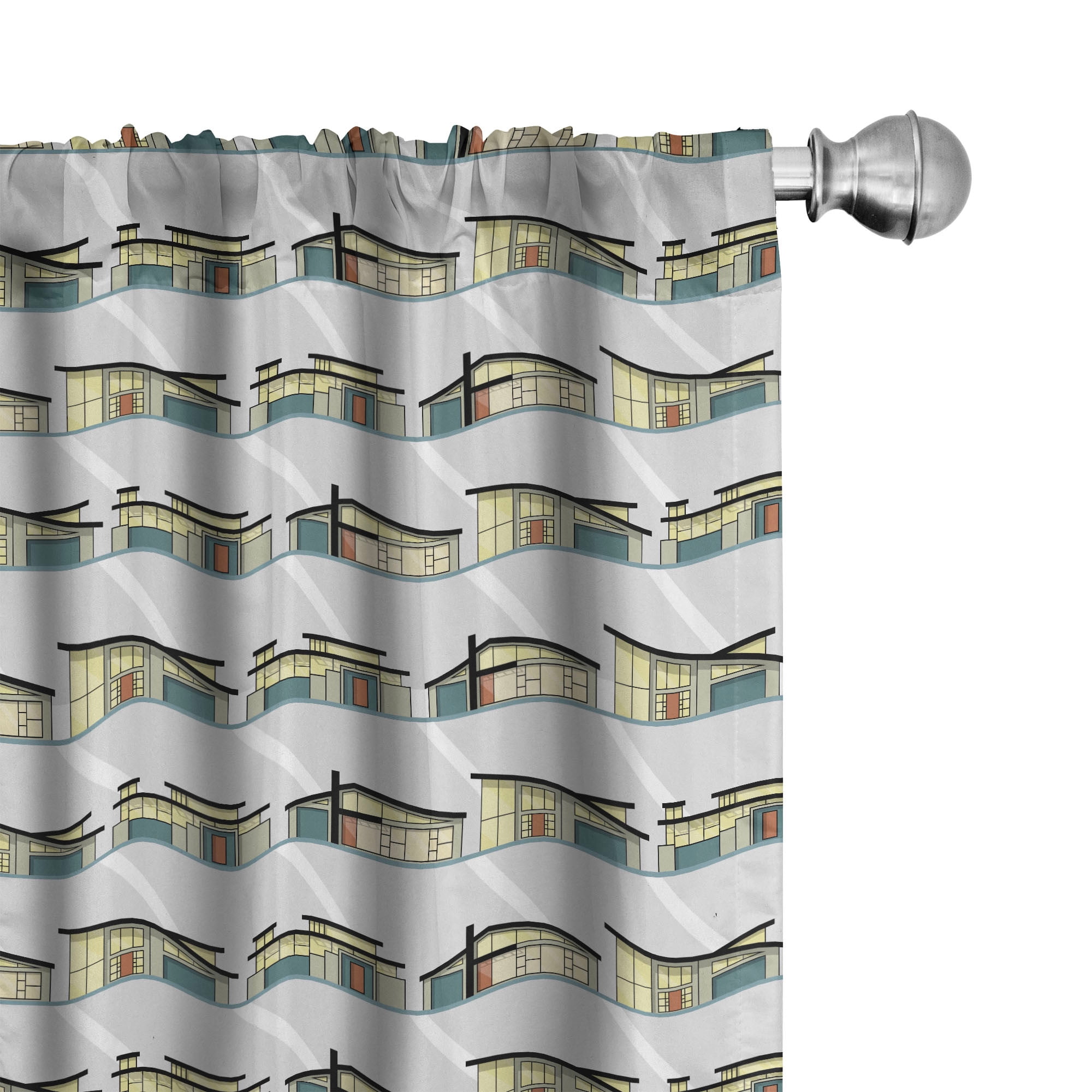 Ambesonne House Window Curtains, Geometric Modern Architecture, Each 28 ...