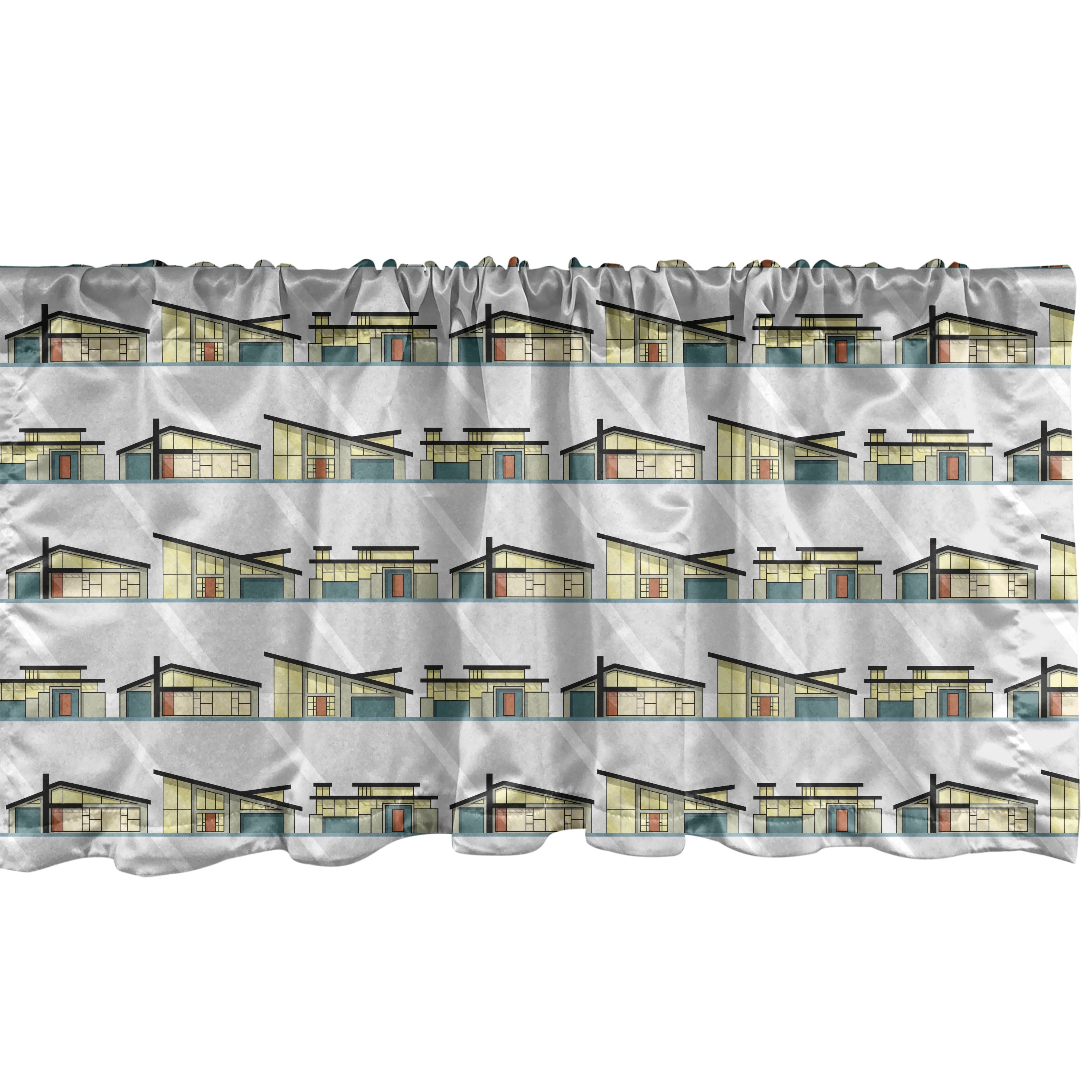 Ambesonne House Window Valance, Geometric Modern Architecture, 54" X 18 ...