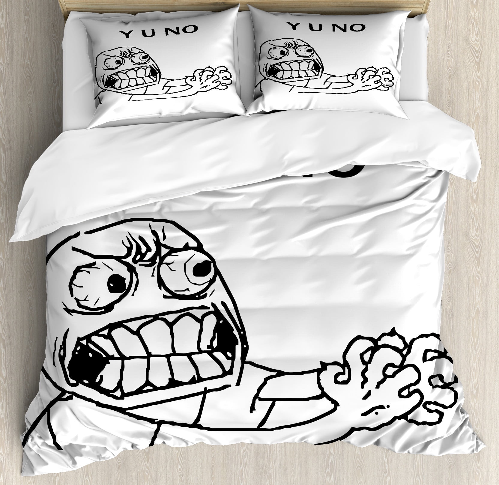 Ambesonne Humor Duvet Cover Set, Hipster Mascot Meme, Calking, Black ...