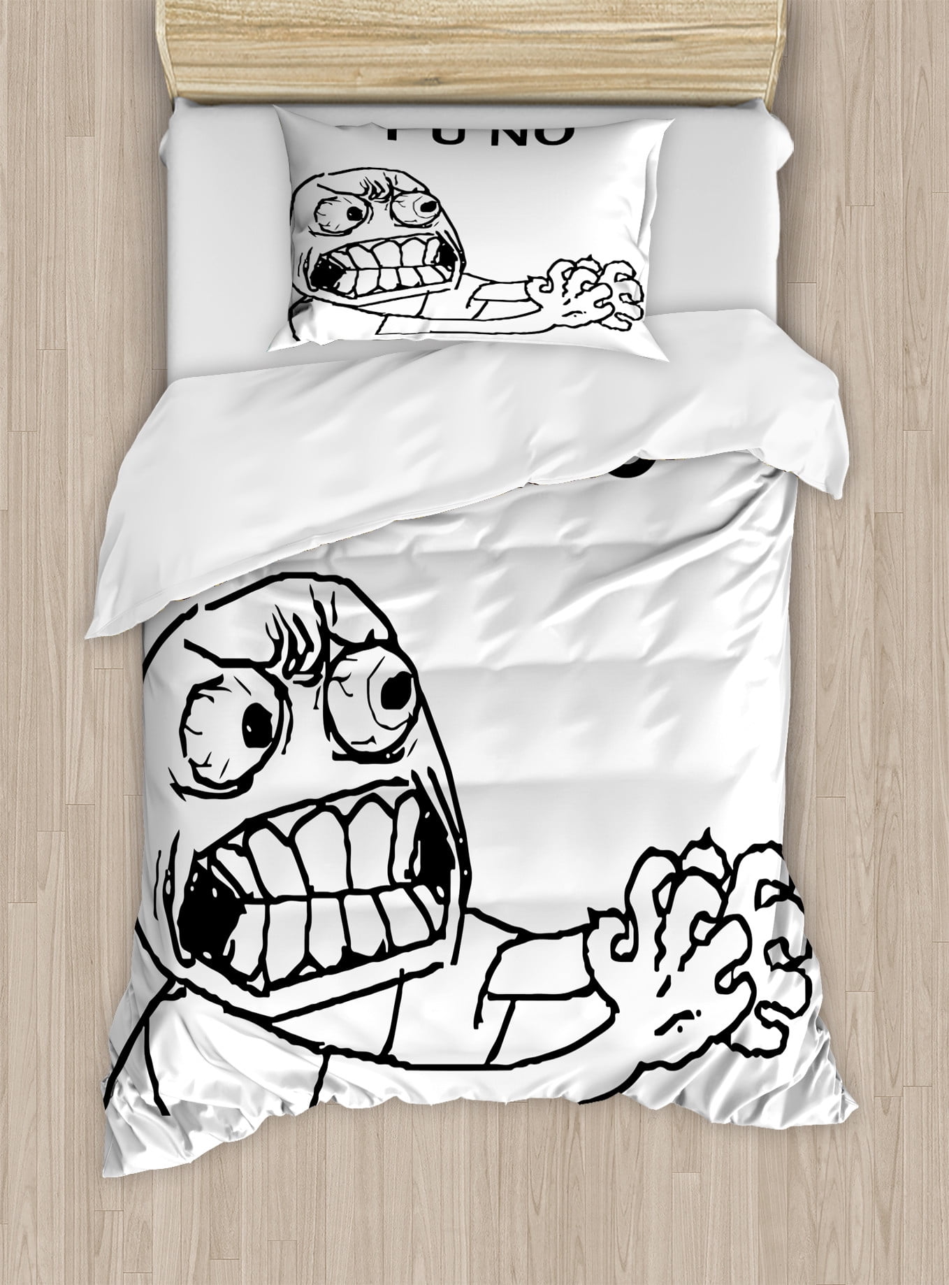 Ambesonne Humor Duvet Cover Set, Hipster Mascot Meme, Twin, Black and ...