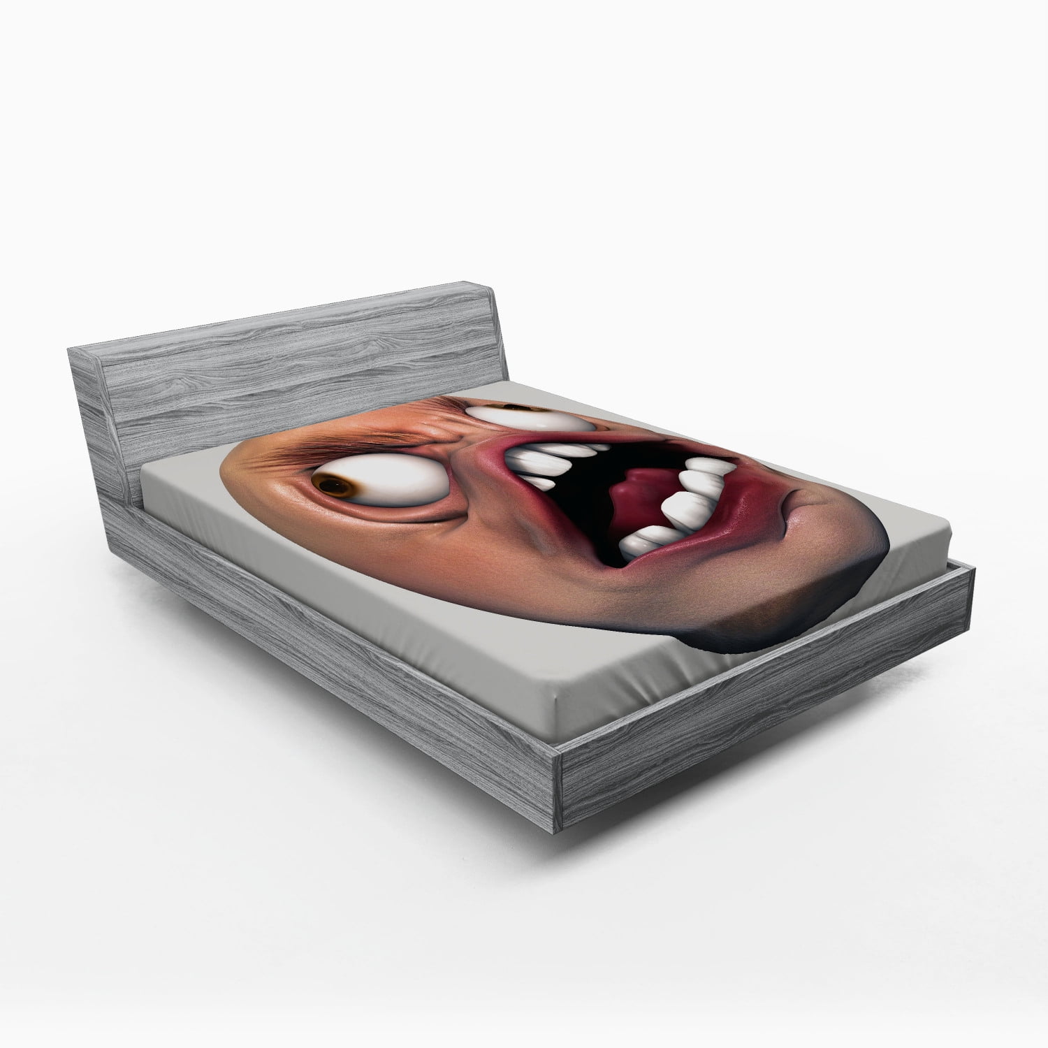 Ambesonne Humor Fitted Sheet, Angry Rage Meme Guy Fun, Full Size, Coral ...