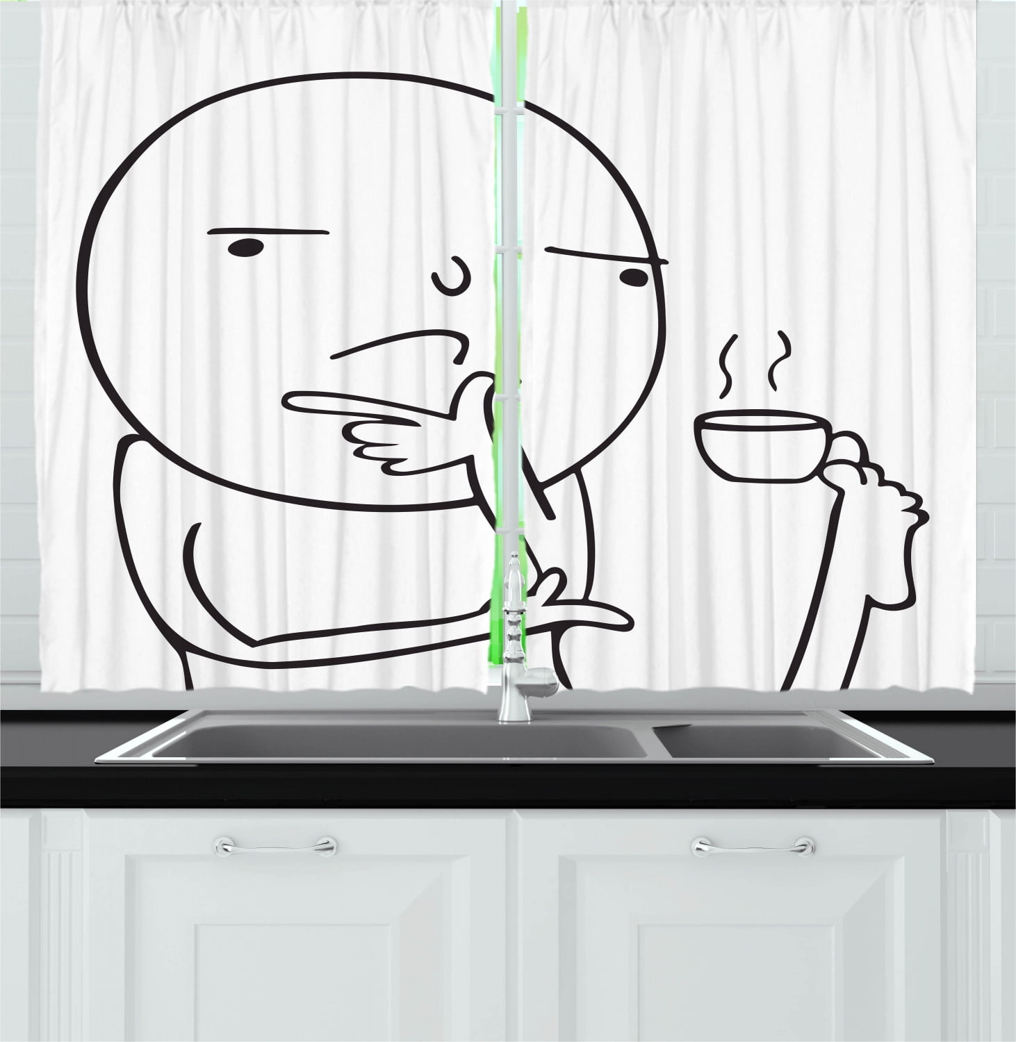 Ambesonne Humor Kitchen Curtains, Thoughtful Meme Coffee, 55"x39 ...