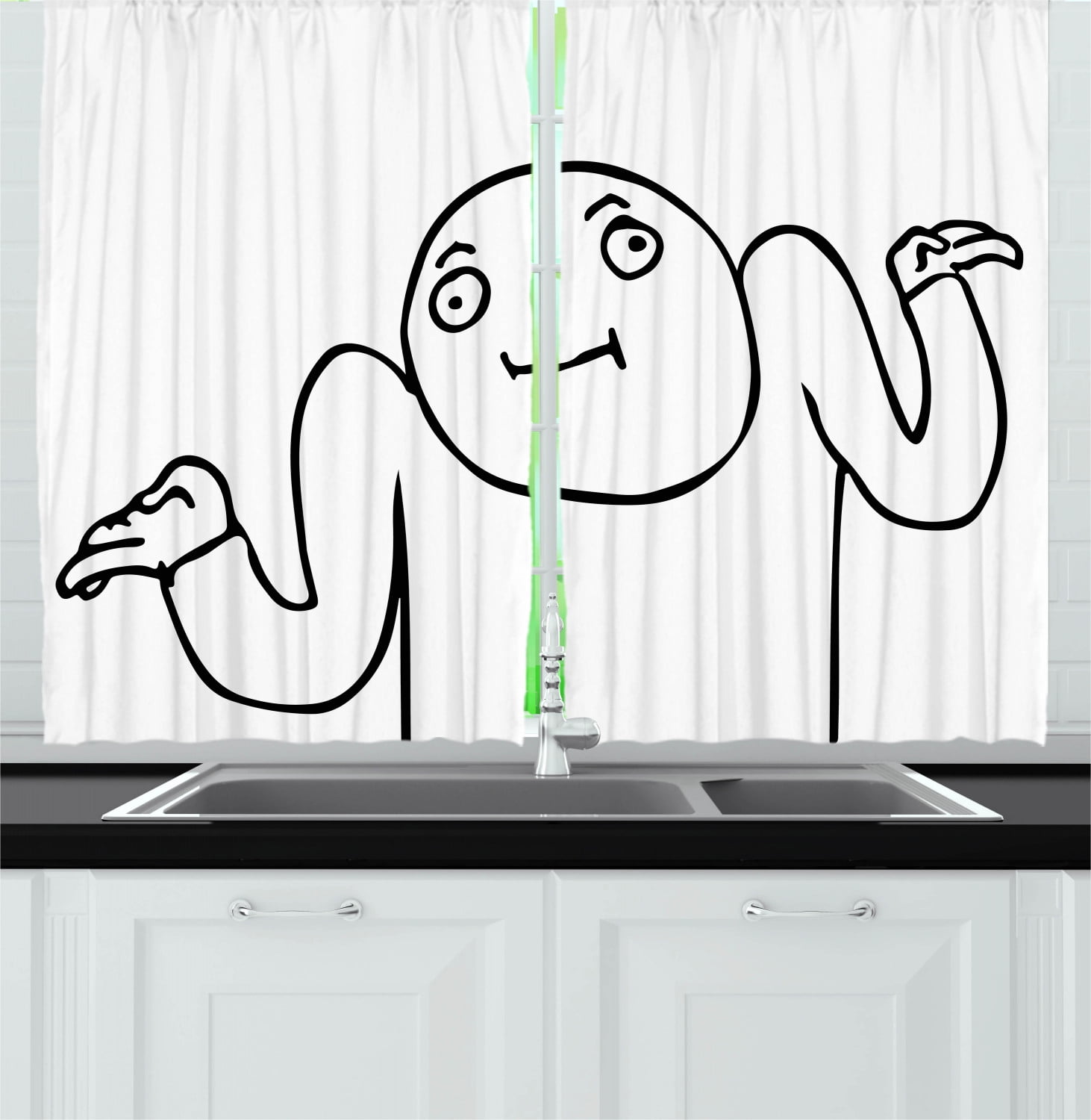 Ambesonne Humor Kitchen Curtains, Whaever Guy Meme Sketchy, 55"x39 ...