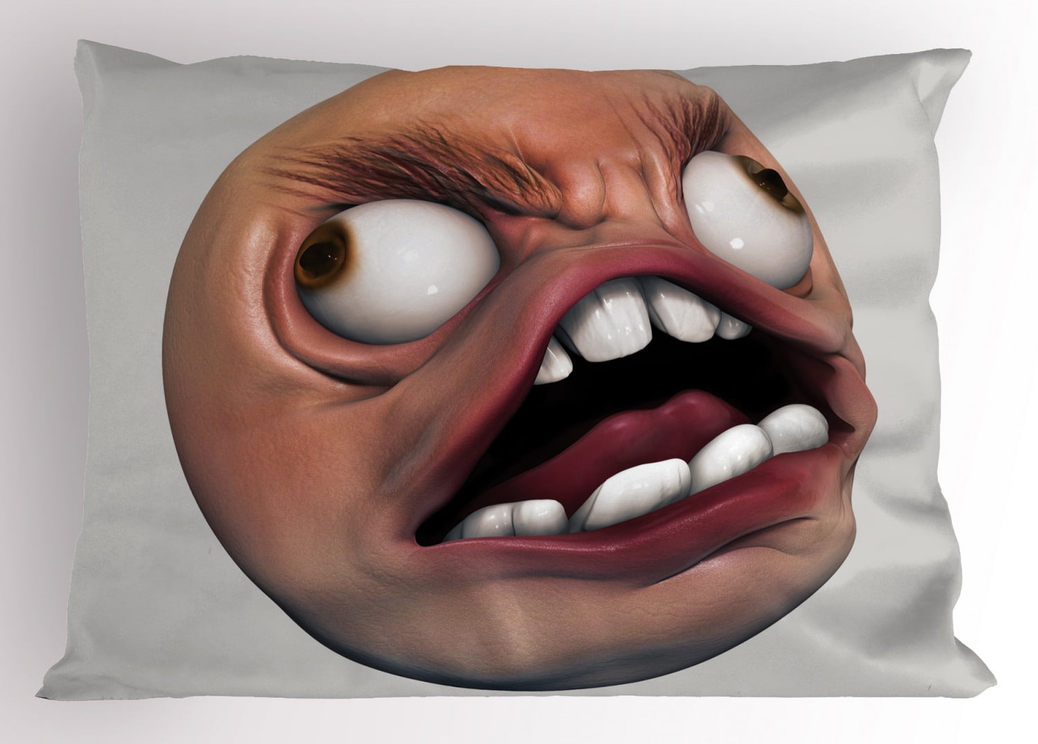 Ambesonne Humor Pillow Sham, Angry Rage Meme Guy Fun, 26" X 20", Coral ...