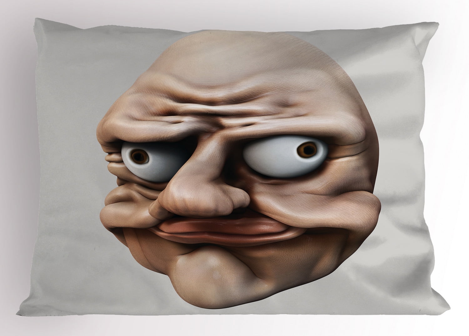 Ambesonne Humor Pillow Sham, Grumpy Internet Troll, 26" X 20", Eggshell ...