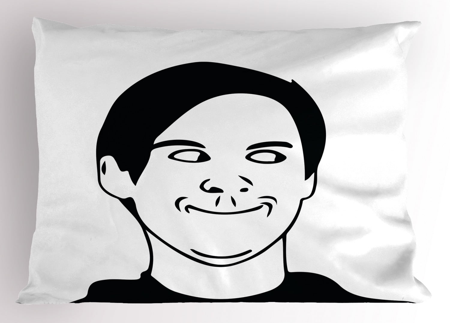 Ambesonne Humor Pillow Sham, Oh Crap Troll Face Guy, 26" X 20", Black ...