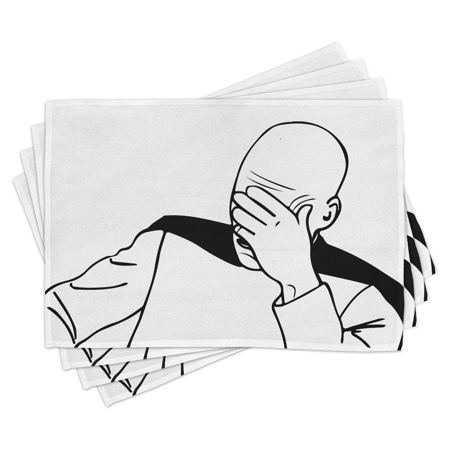 Ambesonne Humor Place Mats Set of 4, Captain Picard Face Palm, Standard ...