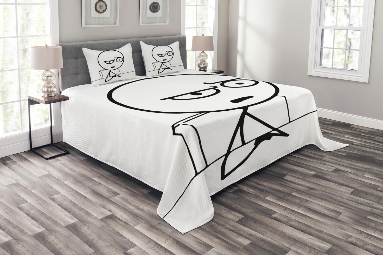Ambesonne Humor Quilted Bedspread Set 3 Pcs, So What Guy Meme Face ...