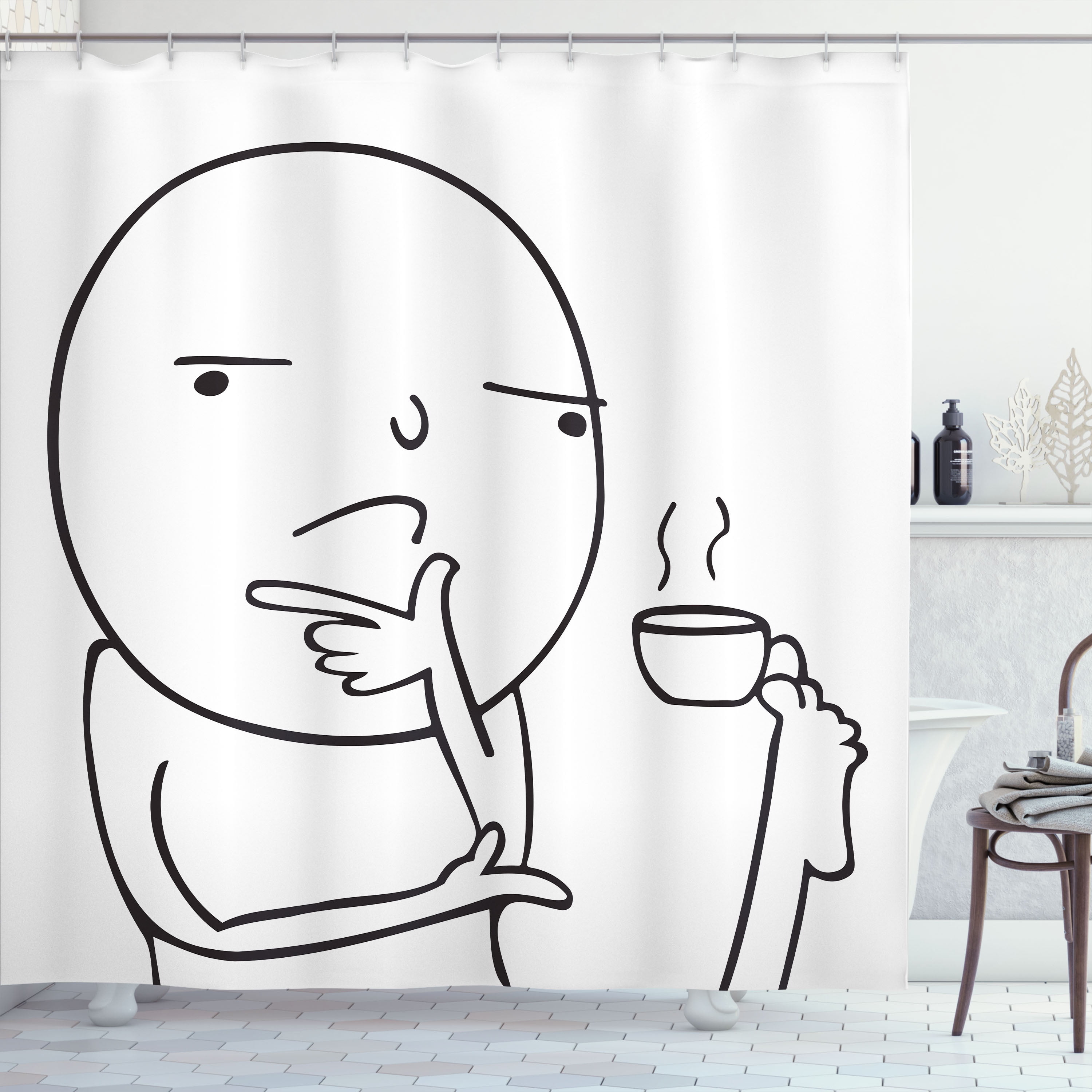 Ambesonne Humor Shower Curtain, Thoughtful Meme Coffee, 69"Wx75"L ...
