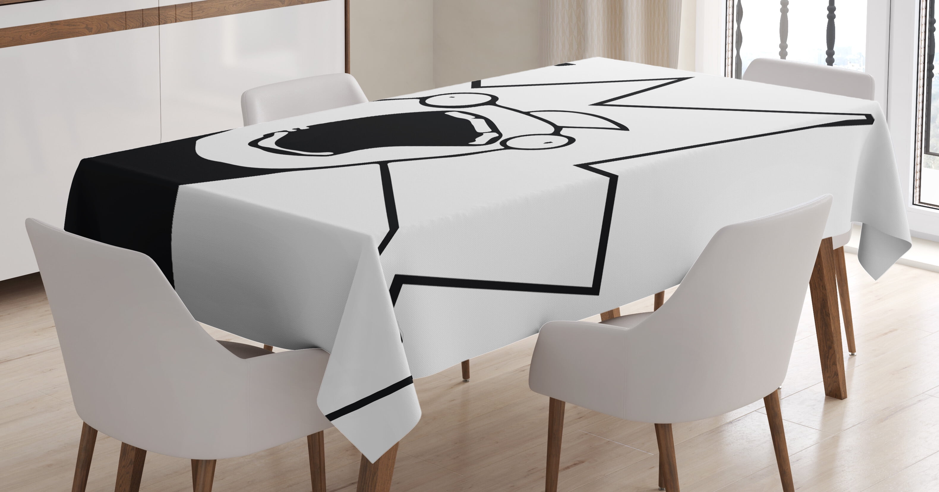 Ambesonne Humor Tablecloth Rectangular Table Cover, Digital Happy Stick ...