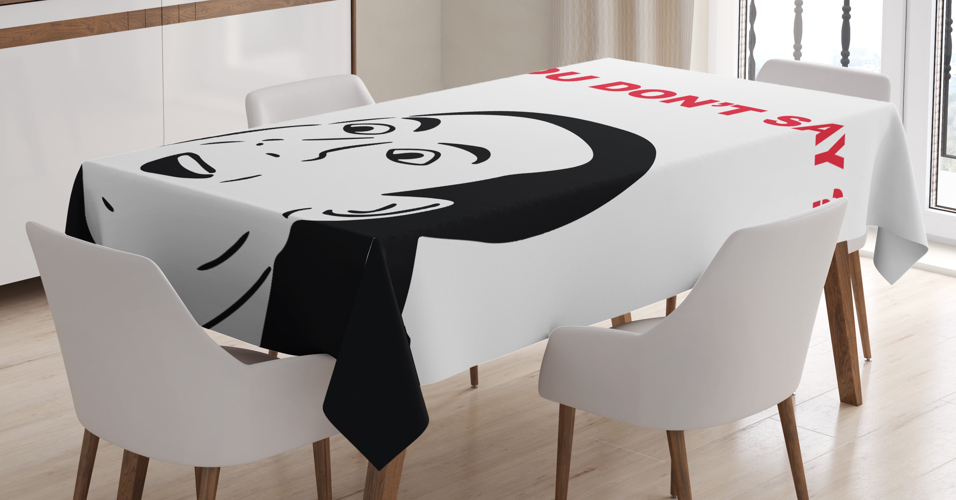 Ambesonne Humor Tablecloth Rectangular Table Cover, Meme Smile Modern ...