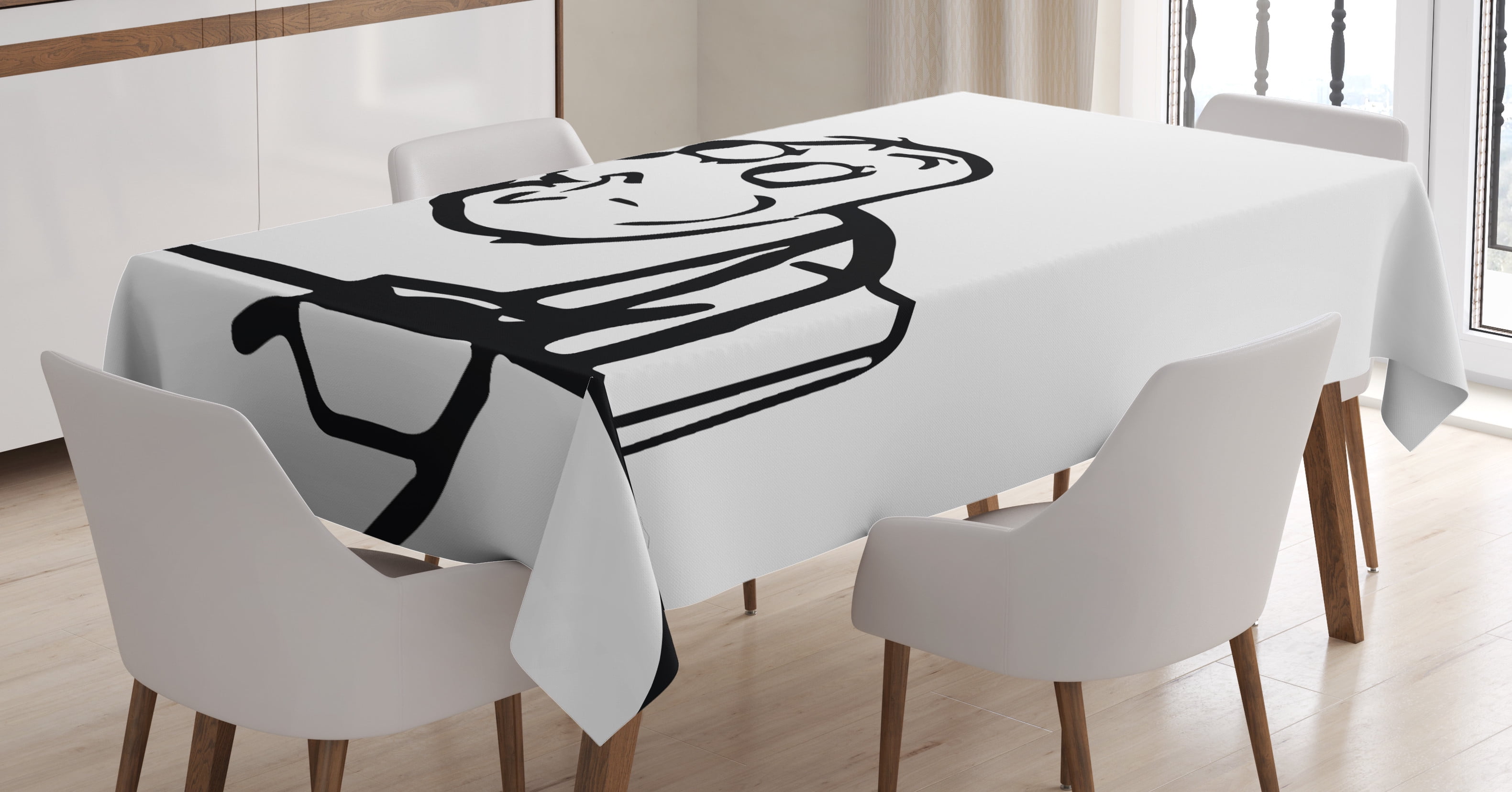 Ambesonne Humor Tablecloth Rectangular Table Cover, Wierd Meme Troll ...