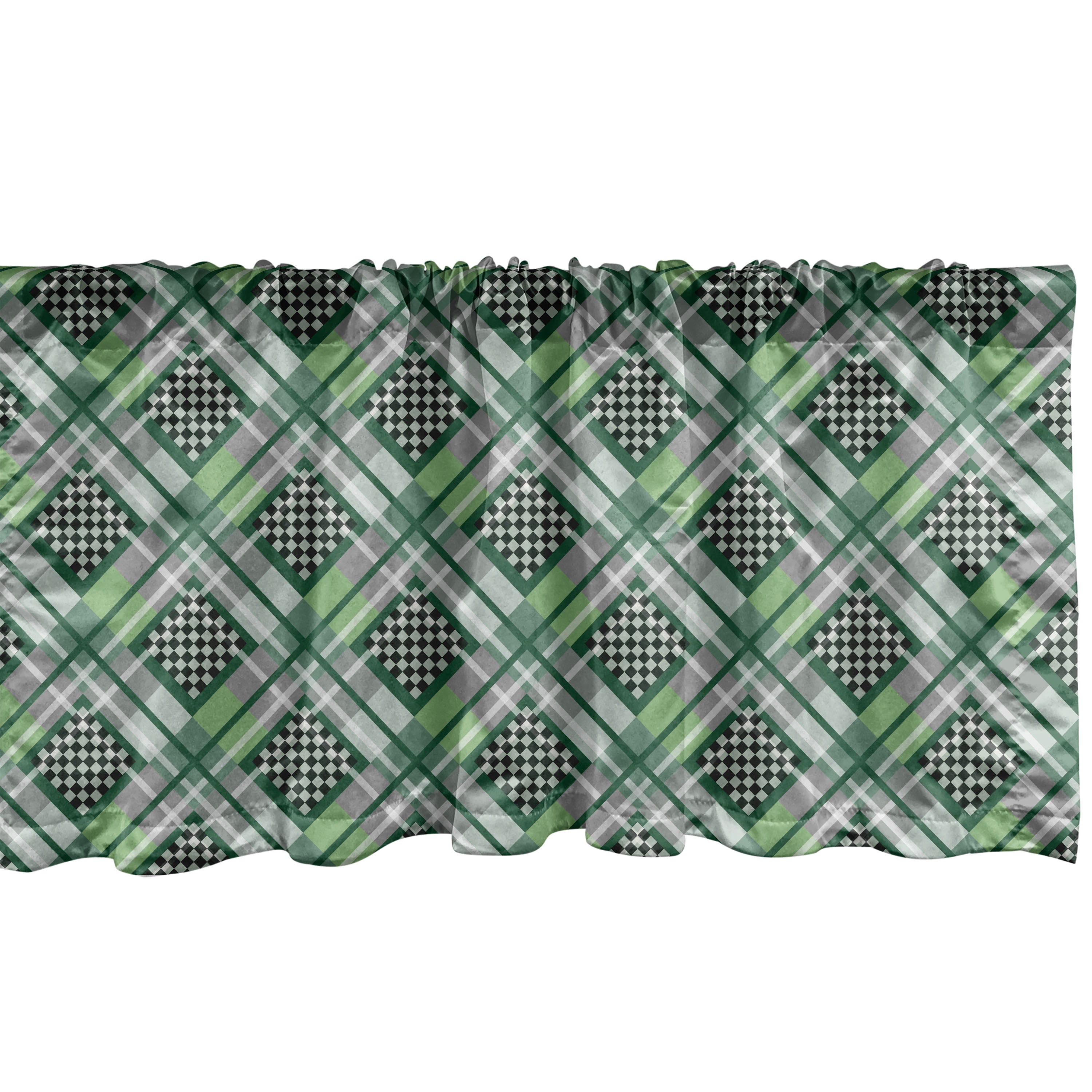 Ambesonne Hunter Green Window Valance, Checkered with Squares, 54" X 12 ...