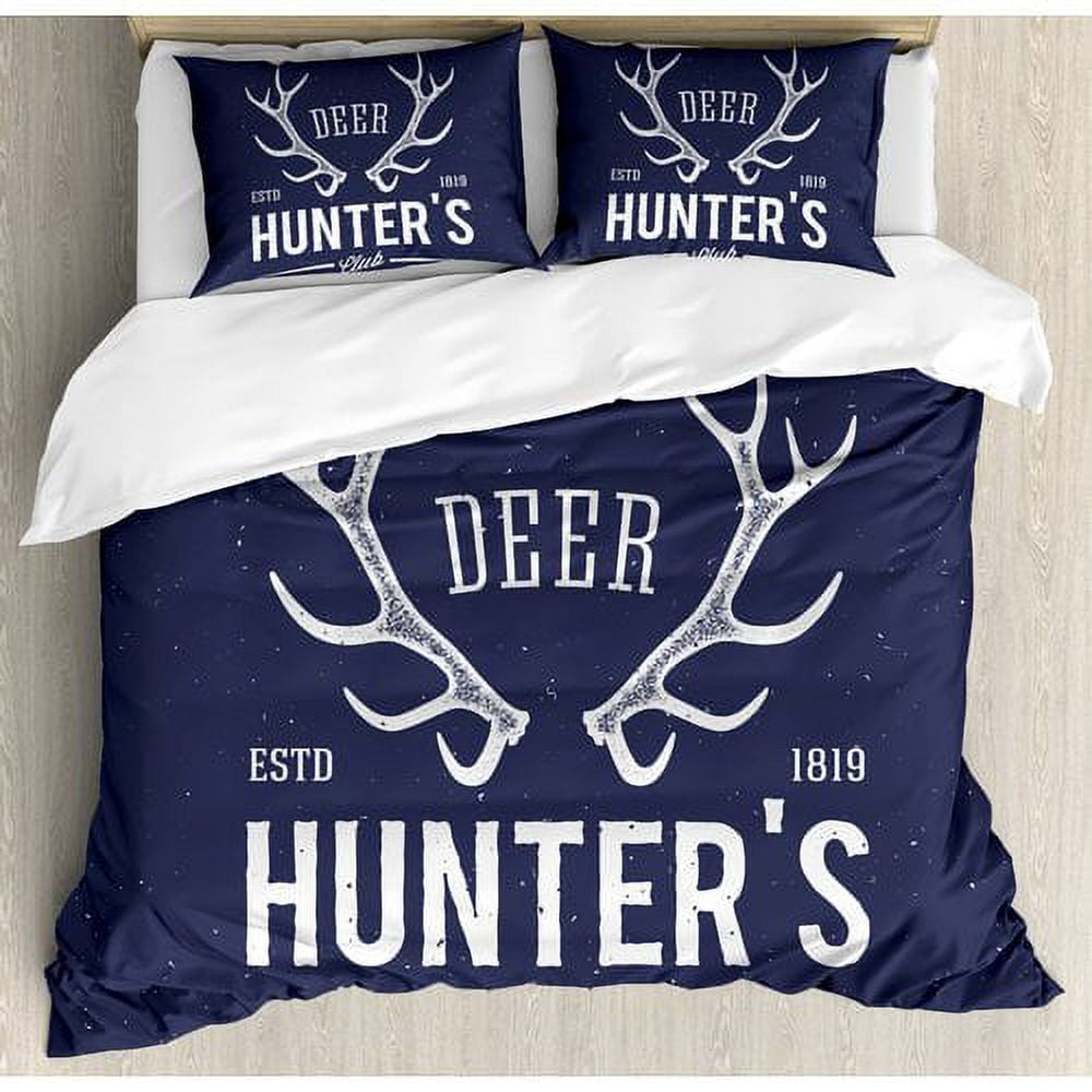 Ambesonne Hunting Deer Hunter's Club Logo Design with Antlers Retro ...