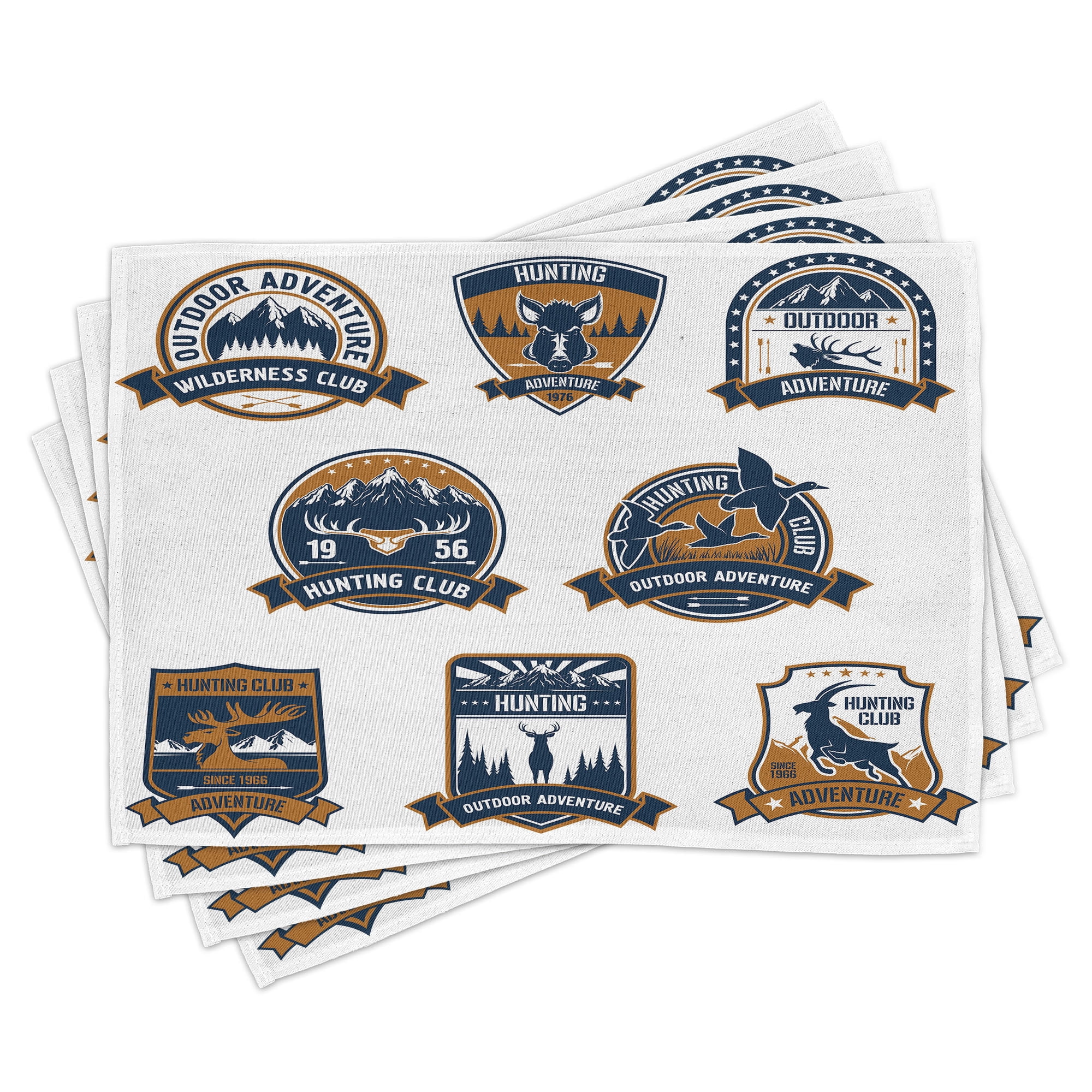 Ambesonne Hunting Place Mats Set of 4, Shield Set, Standard Size, Dark ...