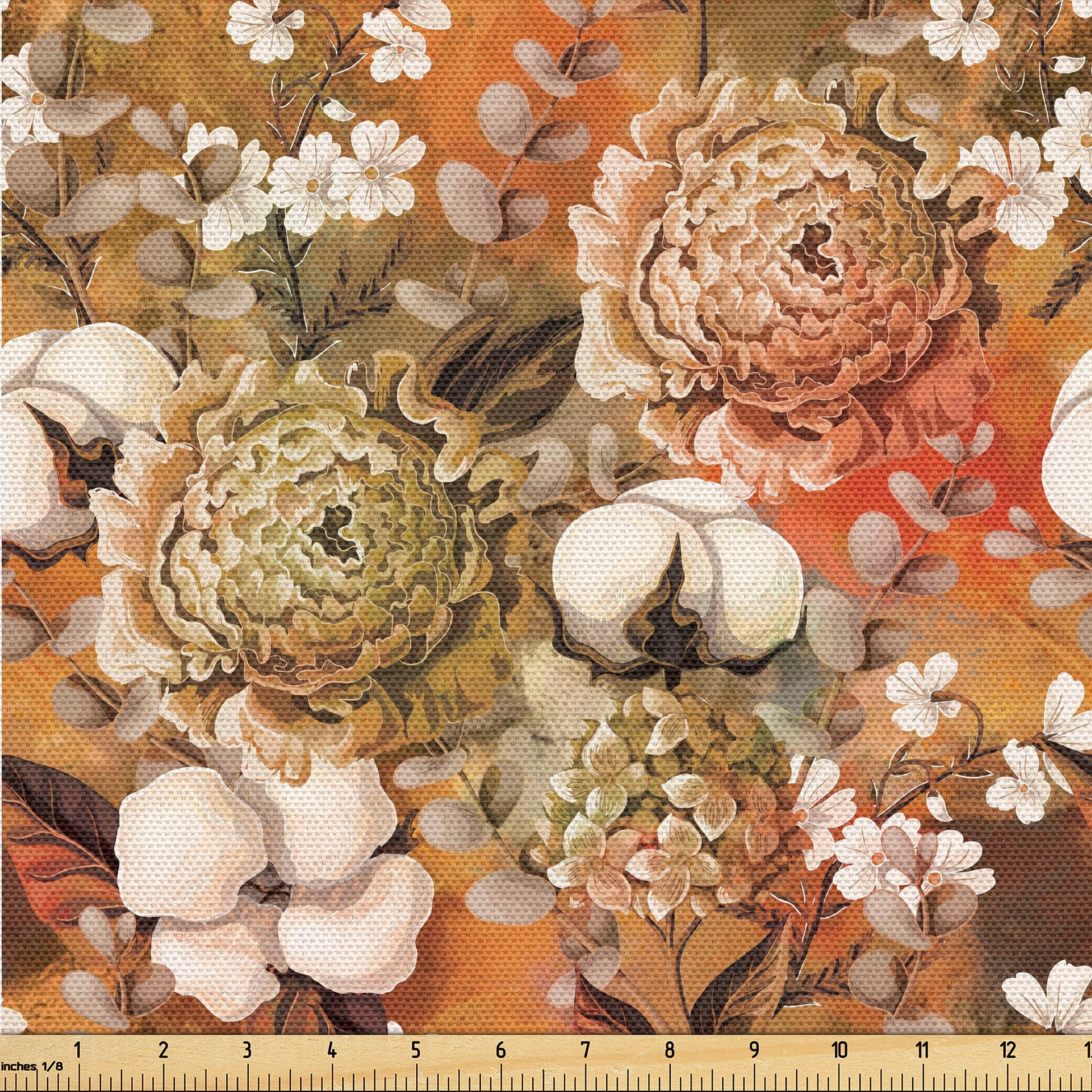 Ambesonne Hydrangea Pattern Fabric by the Yard Upholstery, Floral ...