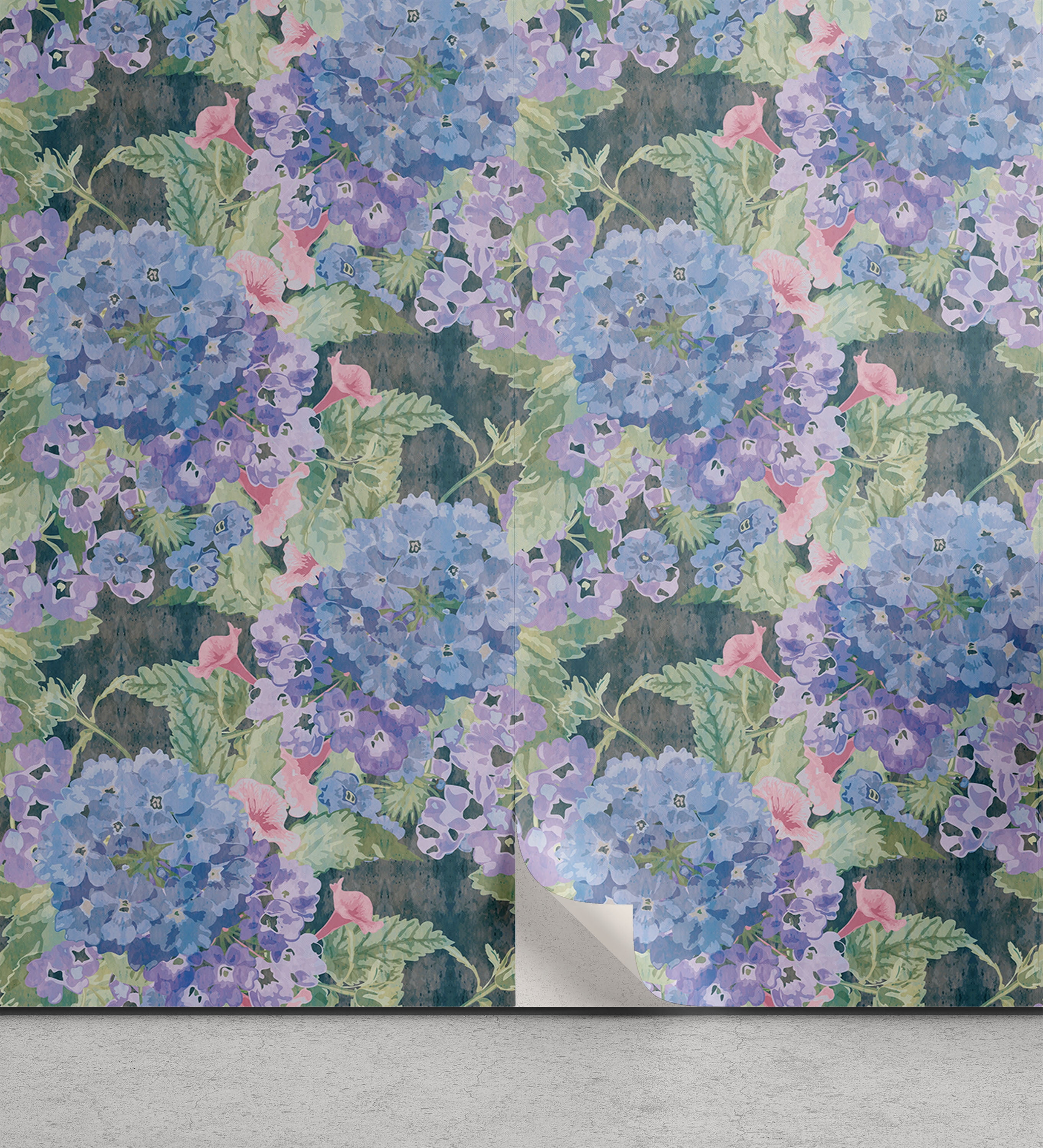 Ambesonne Hydrangea Peel & Stick Wallpaper for Home, Grunge Floral ...