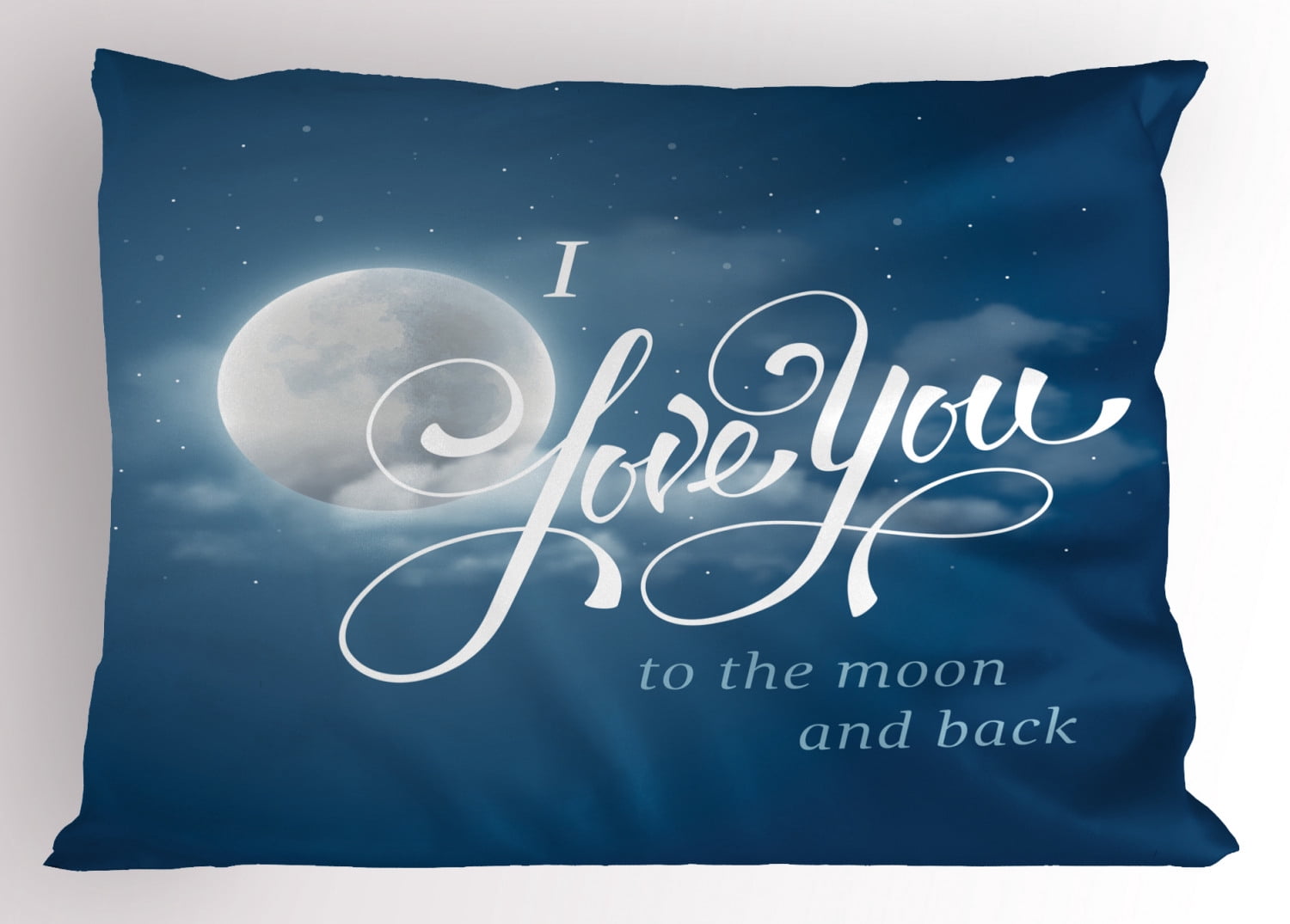 Ambesonne I Love You Pillow Sham, Night Sky Full Moon, 36" X 20", Dark ...