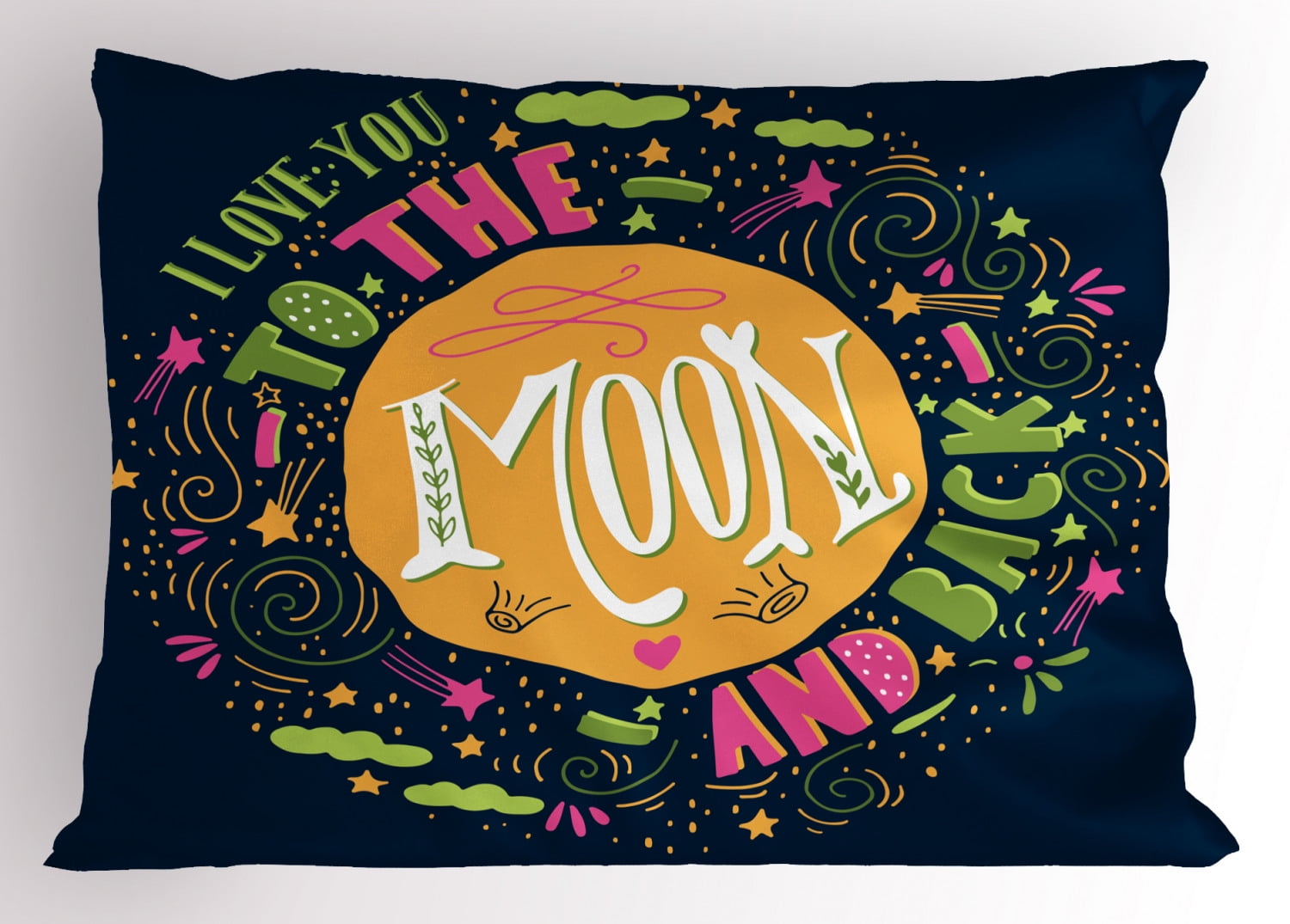 Ambesonne I Love You Pillow Sham, Romance Shapes, 26" X 20", Multicolor ...