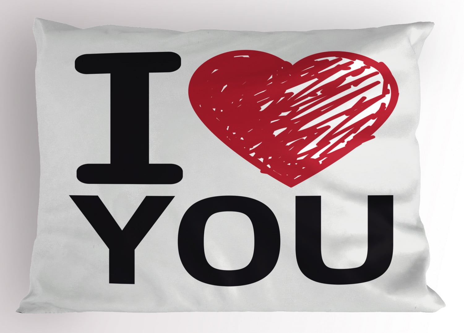 Ambesonne I Love You Pillow Sham, Simple Calligraphy, 26" X 20", Red ...