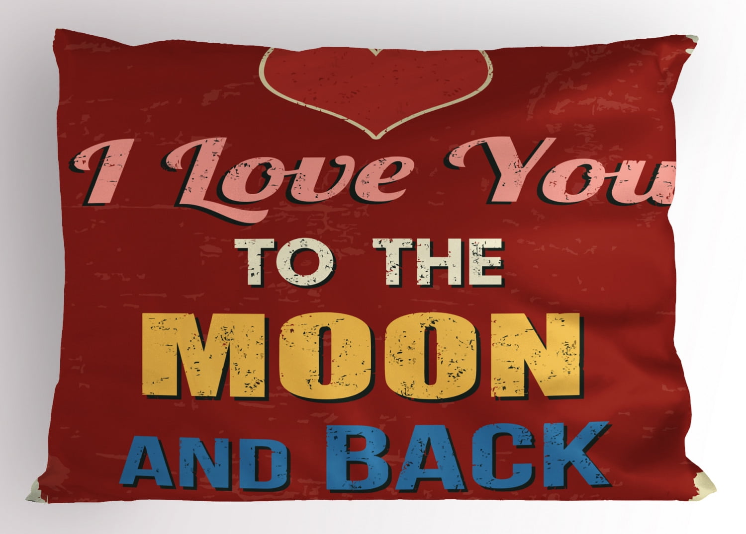 Ambesonne I Love You Pillow Sham, Vintage Nostalgic, 26" X 20", Ruby ...