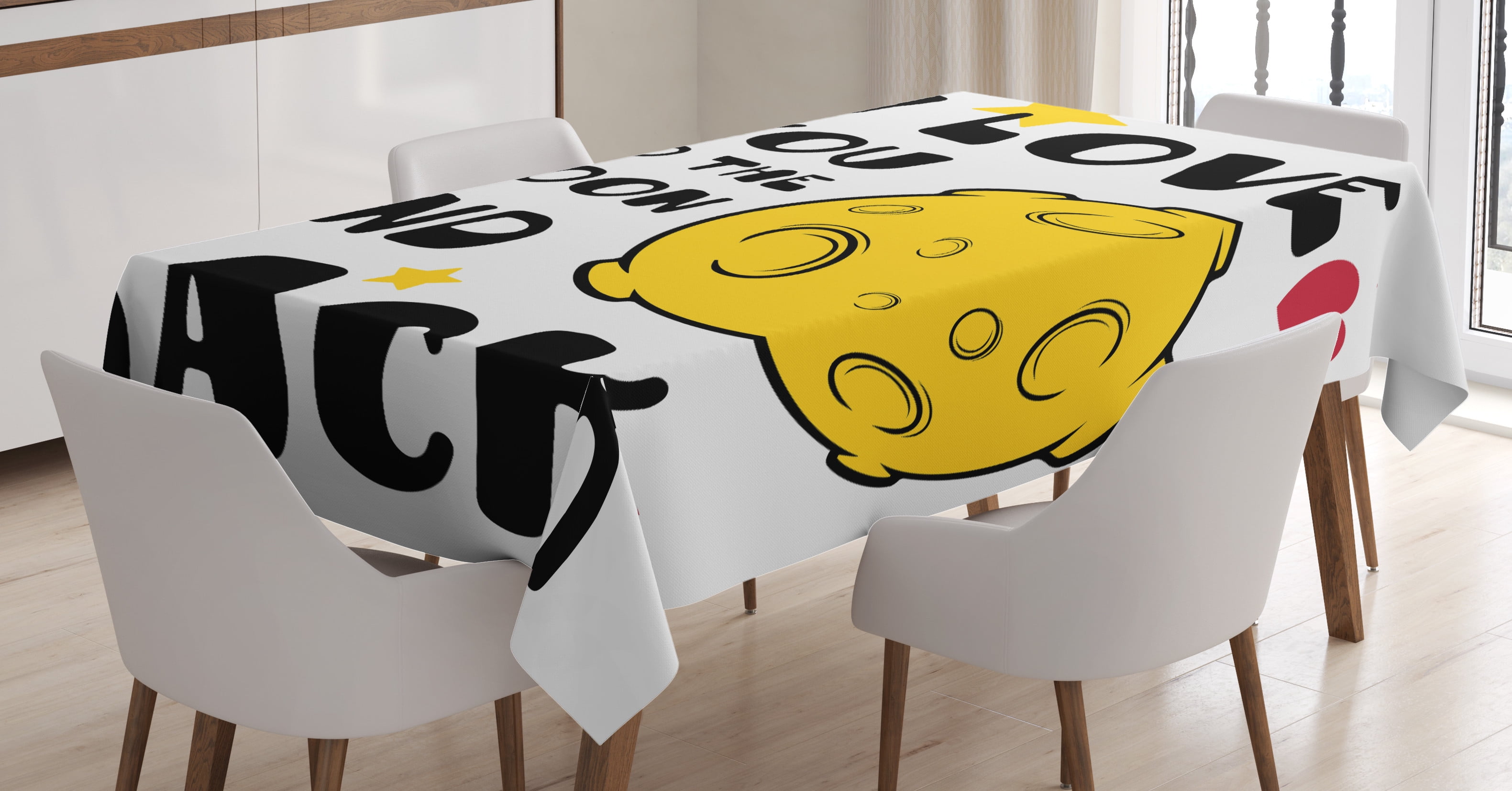 Ambesonne I Love You Tablecloth Rectangular Table Cover, Romance on the ...