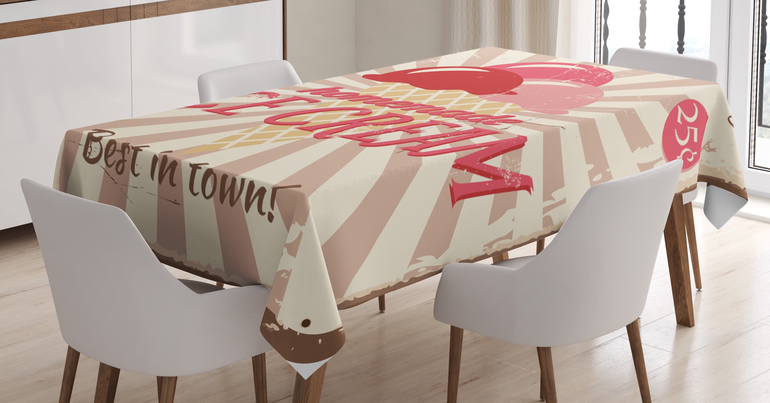 Ambesonne Ice Cream Tablecloth Rectangular Table Cover, Homemade Ice ...