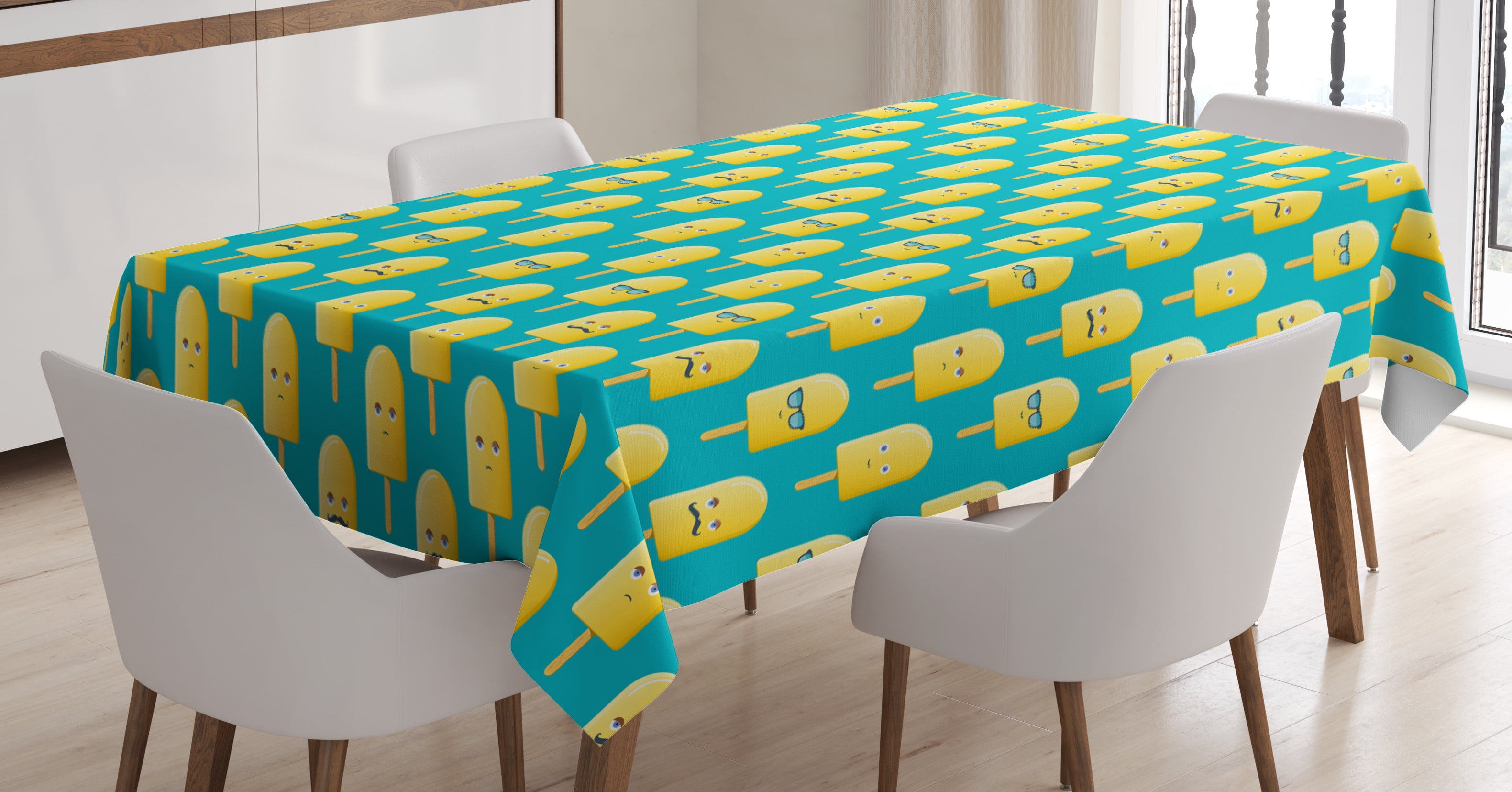 Ambesonne Ice Cream Tablecloth Rectangular Table Cover, Lemon Flavor ...
