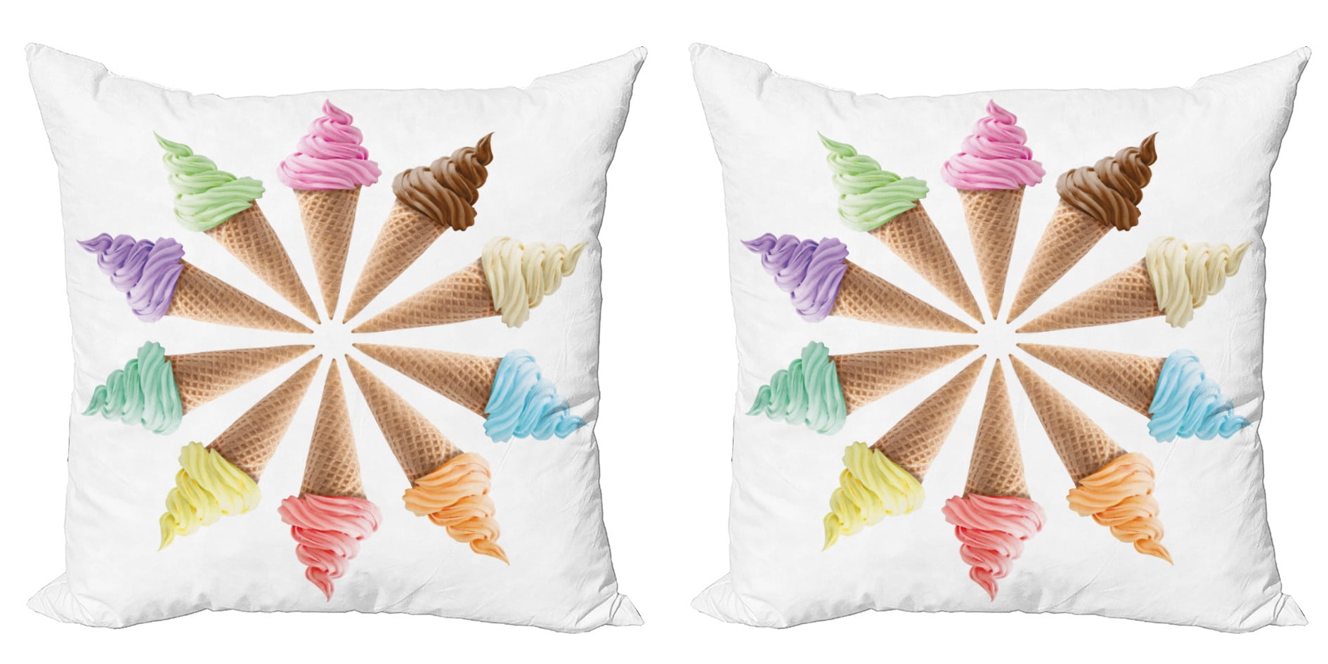 Ambesonne Ice Cream Throw Pillow Cover 2 Pack, Ice Cream Row, 16 ...