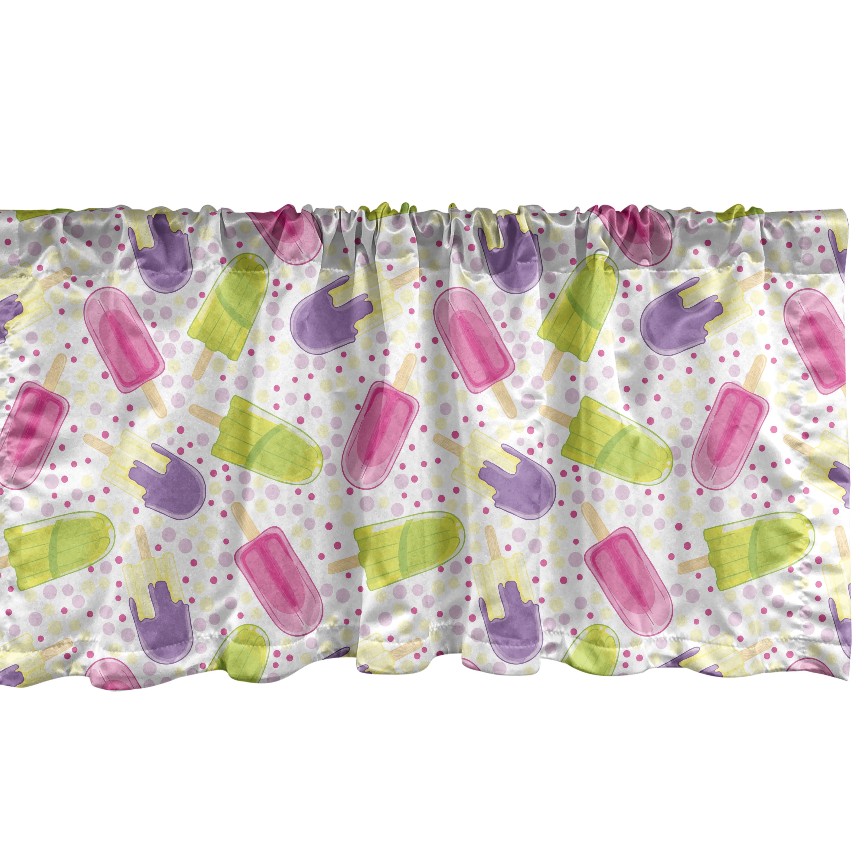 Ambesonne Ice Cream Window Valance, Cartoon Popsicle Dots, 54" X 18 ...
