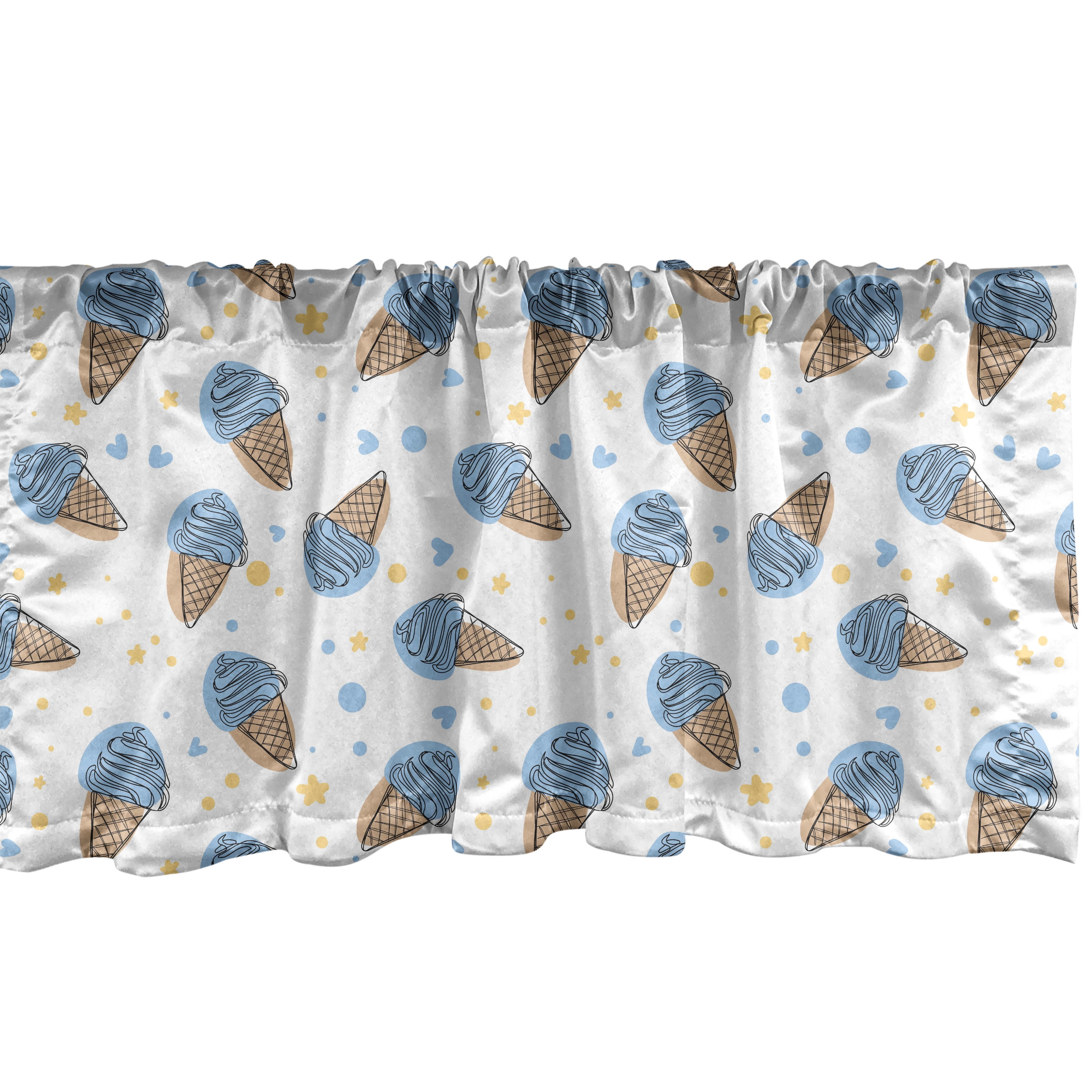 Ambesonne Ice Cream Window Valance, Cones Summer Flavors Art, 54" X 18 ...