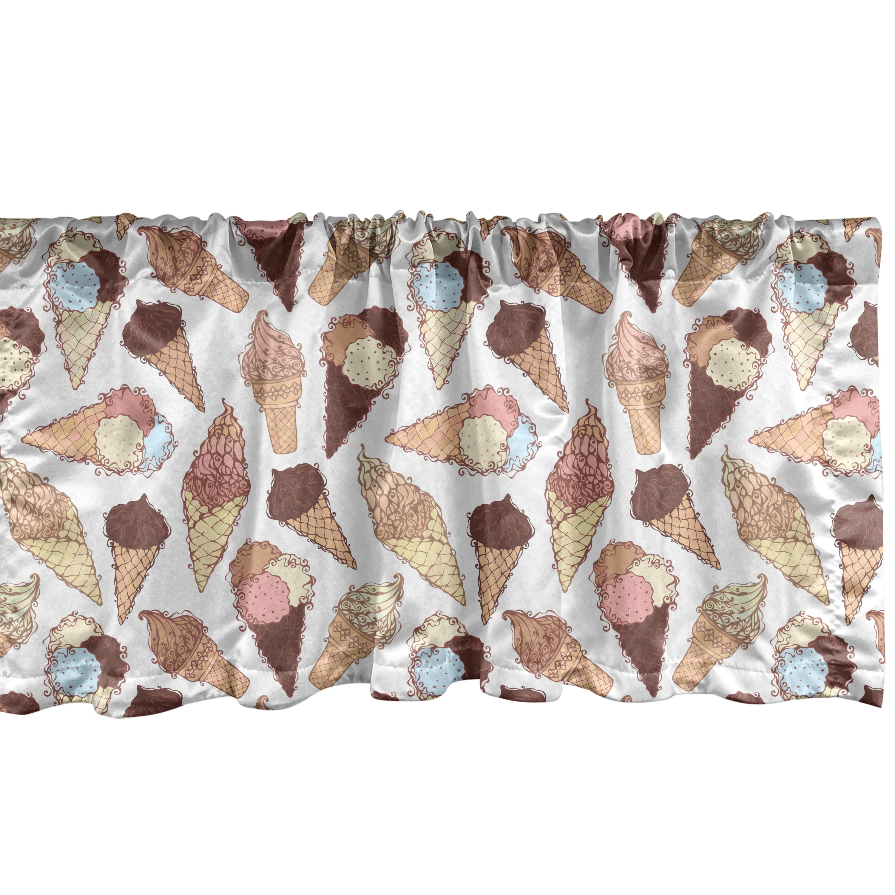 Ambesonne Ice Cream Window Valance, Creamy Cold and Cones, 54" X 12 ...