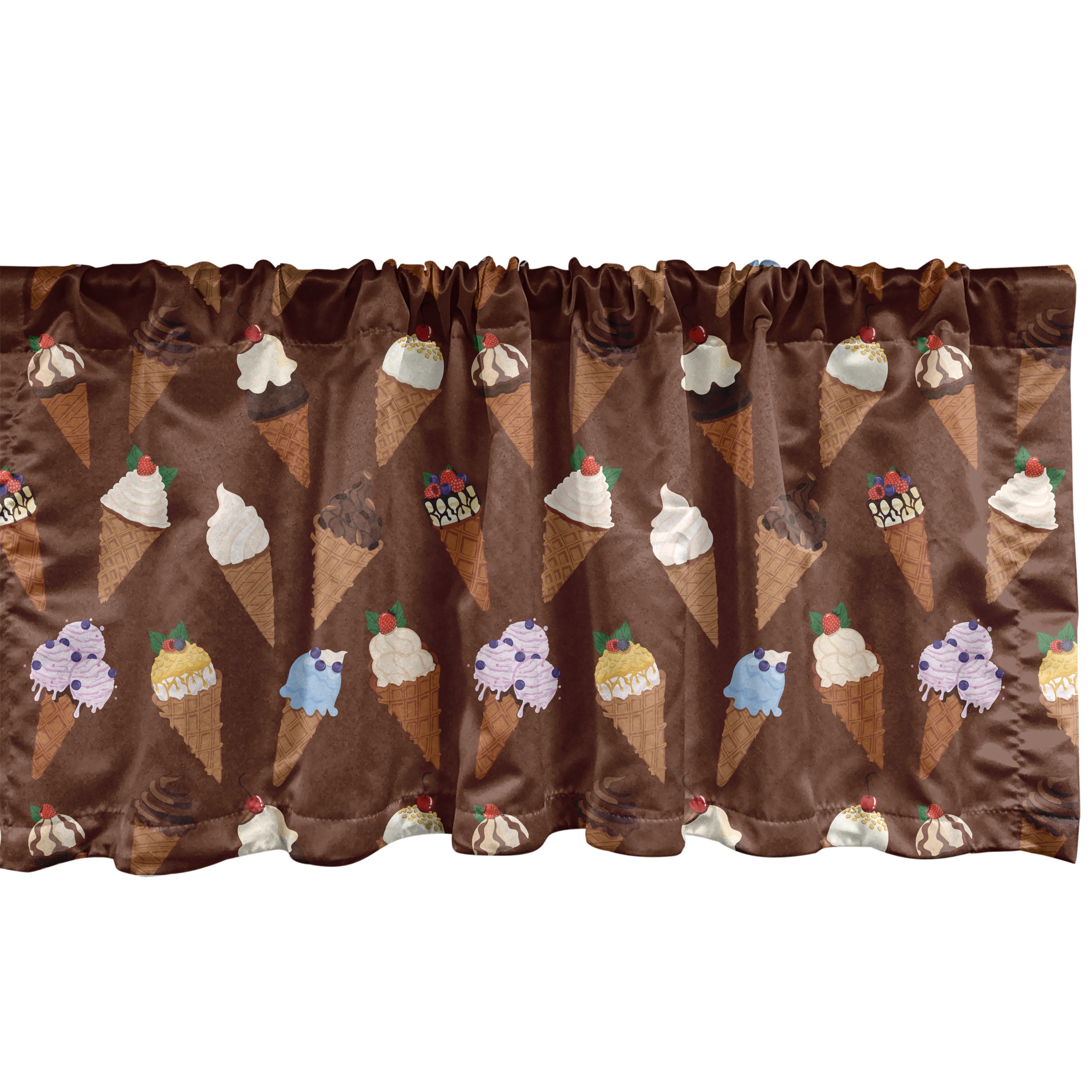 Ambesonne Ice Cream Window Valance, Funny Pattern with Delicious Summer ...