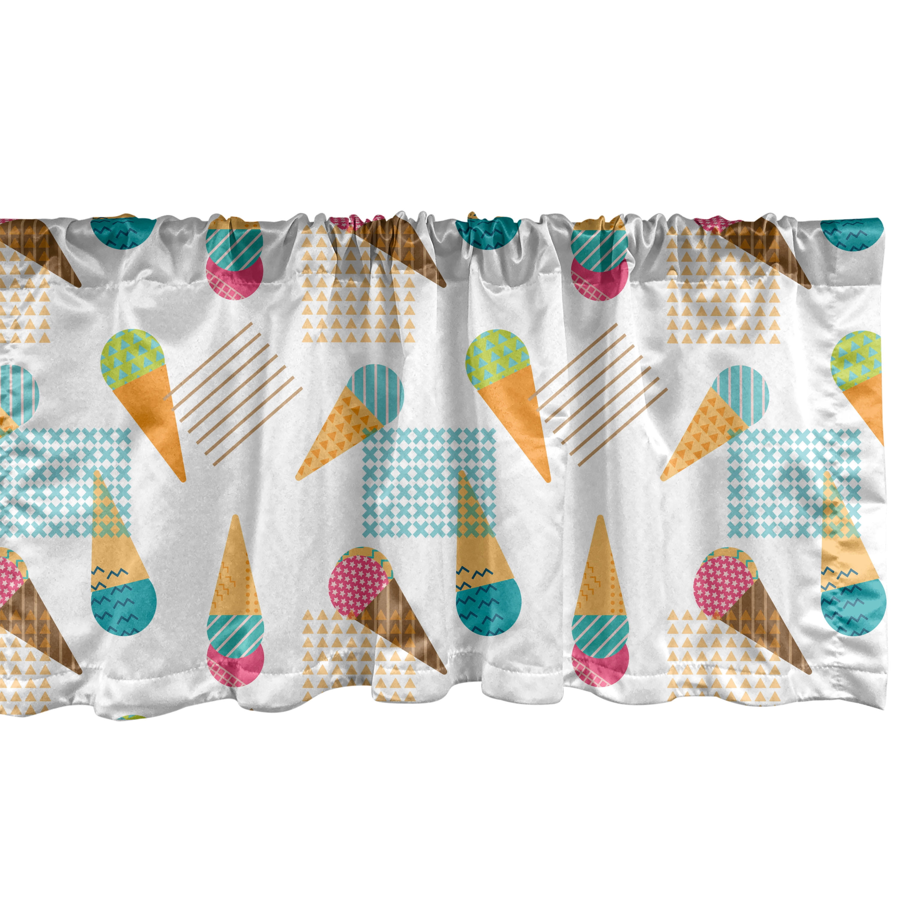Ambesonne Ice Cream Window Valance, Geometrical Graphic, 54" X 18 ...