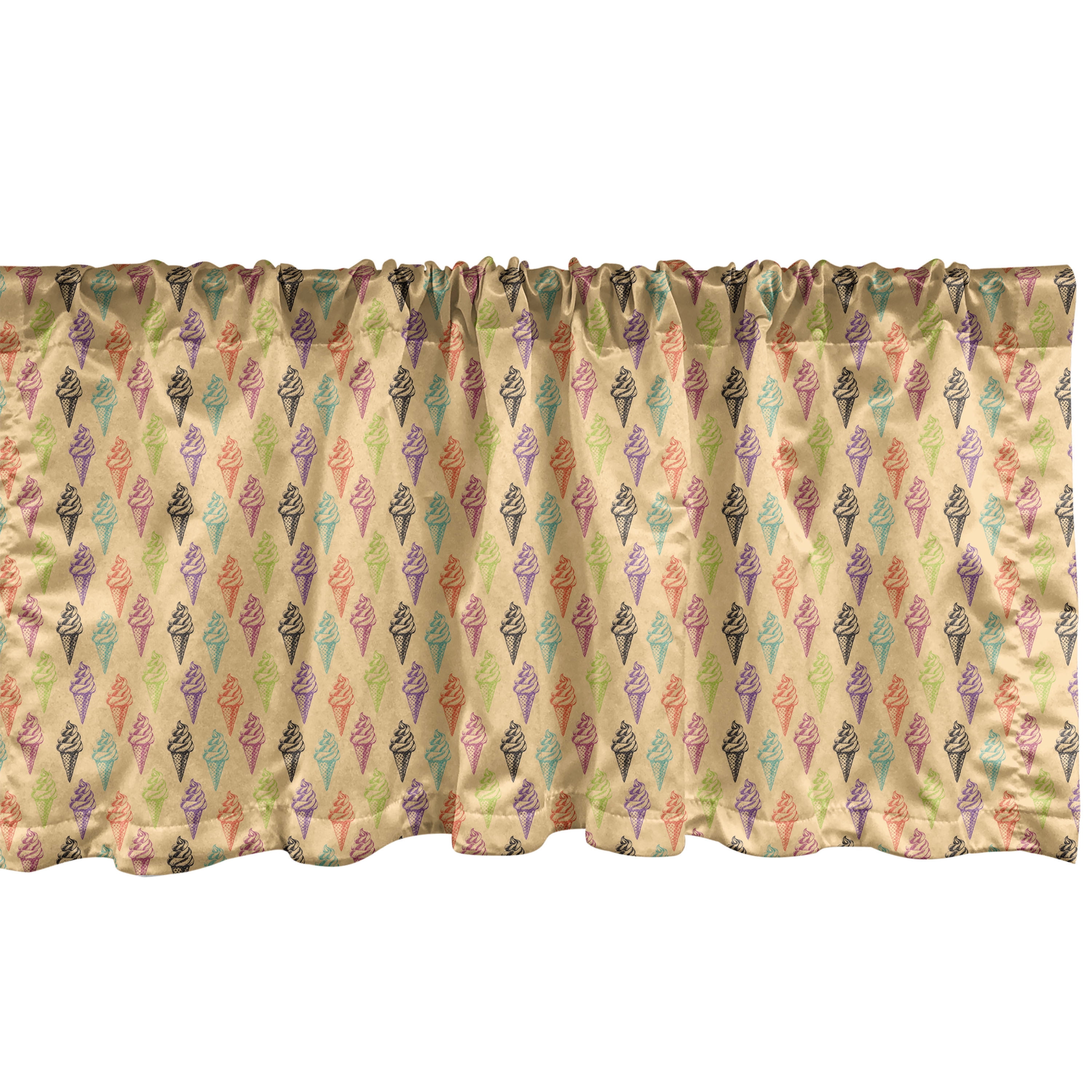 Ambesonne Ice Cream Window Valance, Grunge, 54" X 12", Multicolor ...