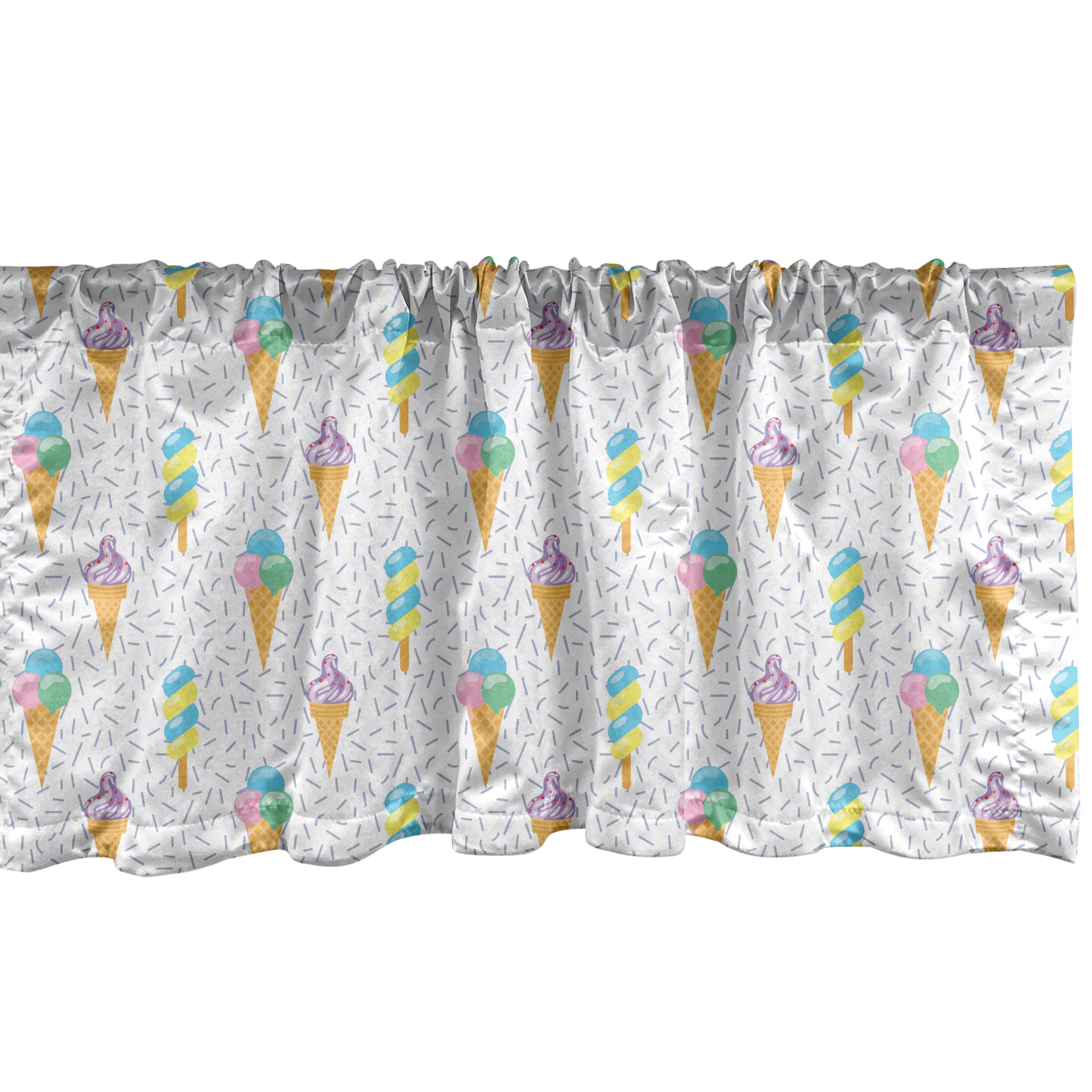 Ambesonne Ice Cream Window Valance, Summer Dairy Dessert, 54" X 18 ...